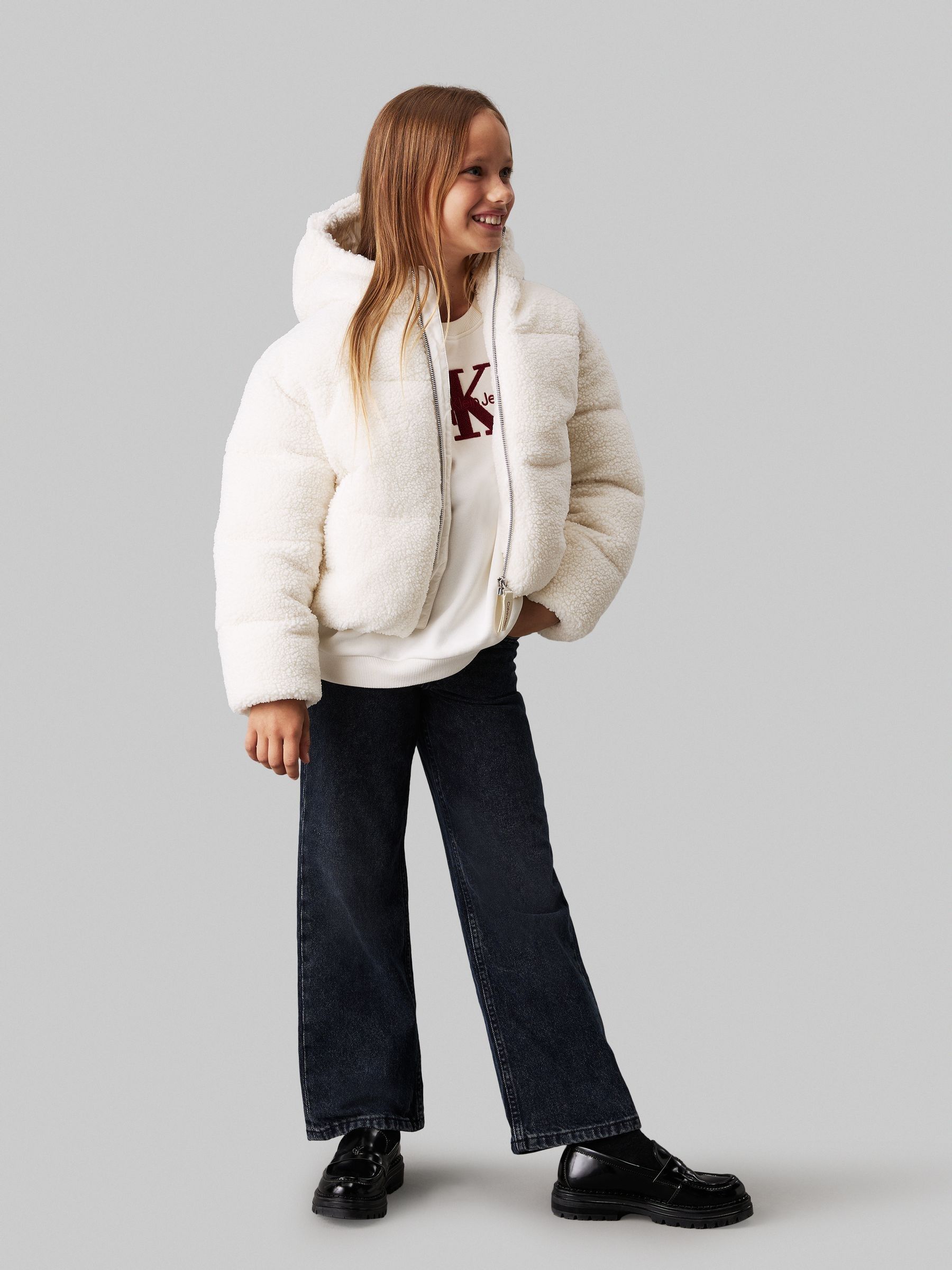 Buy Calvin Klein White Teddy Hooded Puffer Jacket from Next Ireland