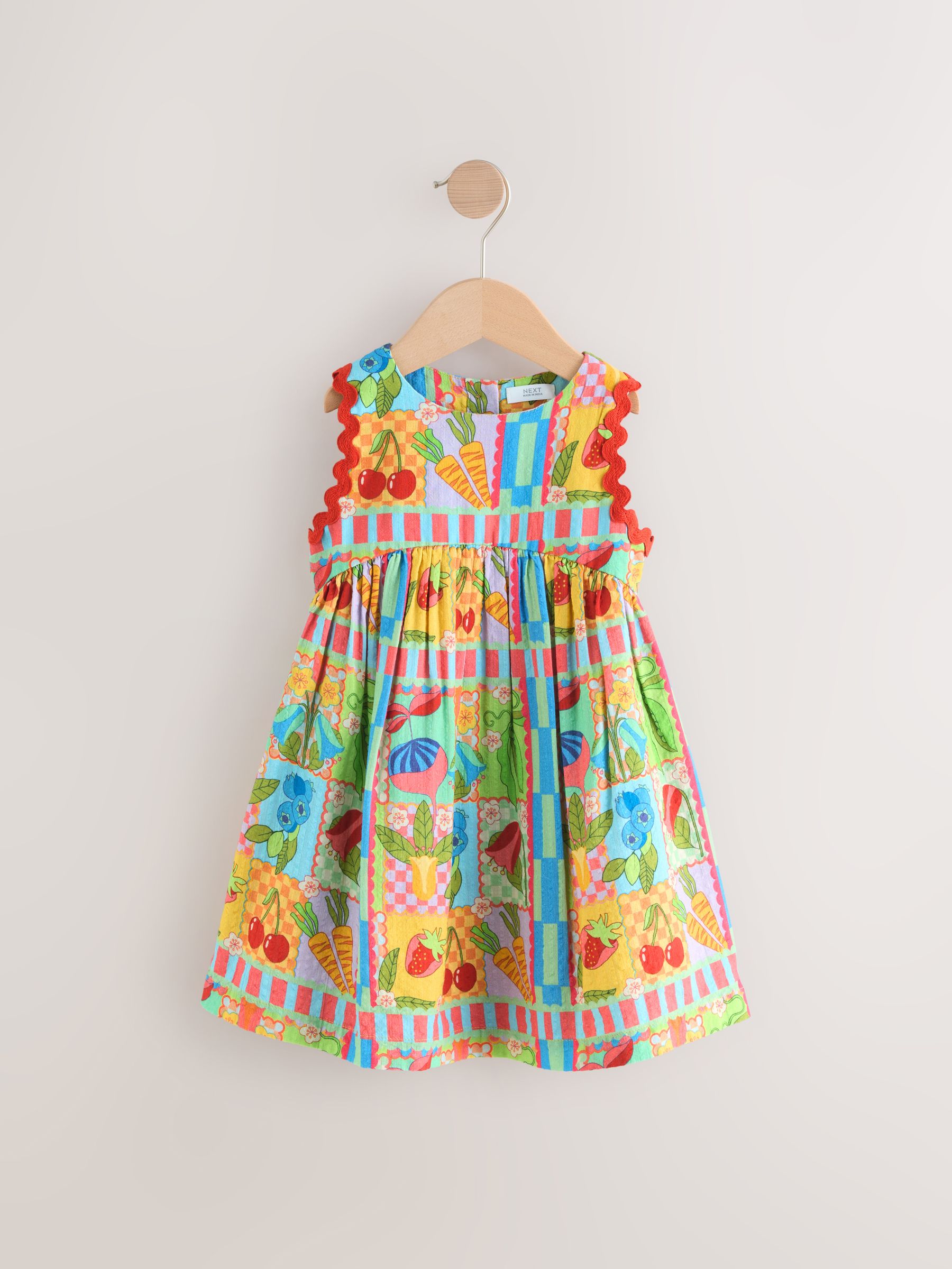 Buy Multi Print Ric Rac 100% Cotton Sleeveless Summer Dress (3mths-8yrs ...