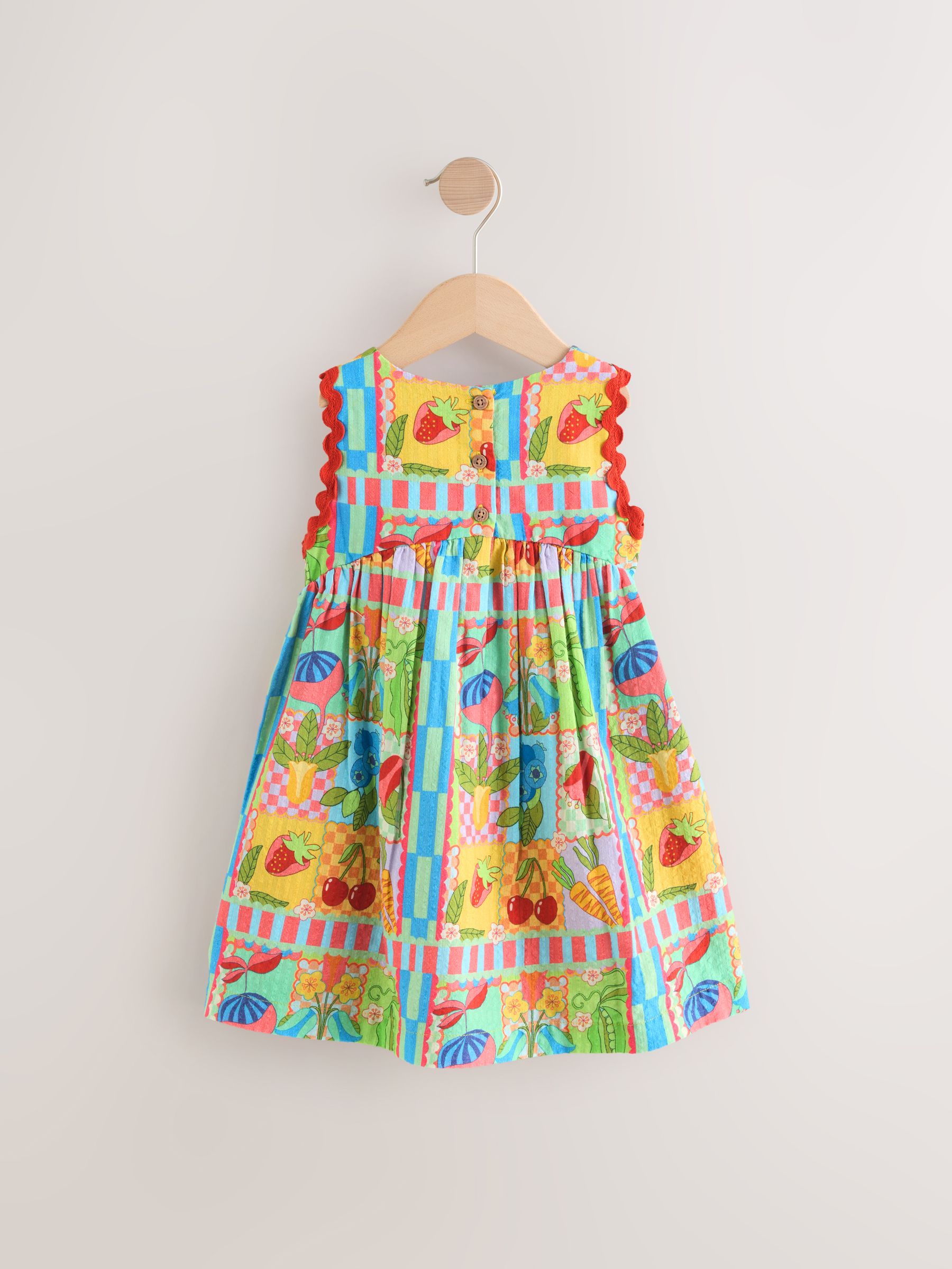 Buy Multi Print Ric Rac 100% Cotton Sleeveless Summer Dress (3mths-8yrs ...