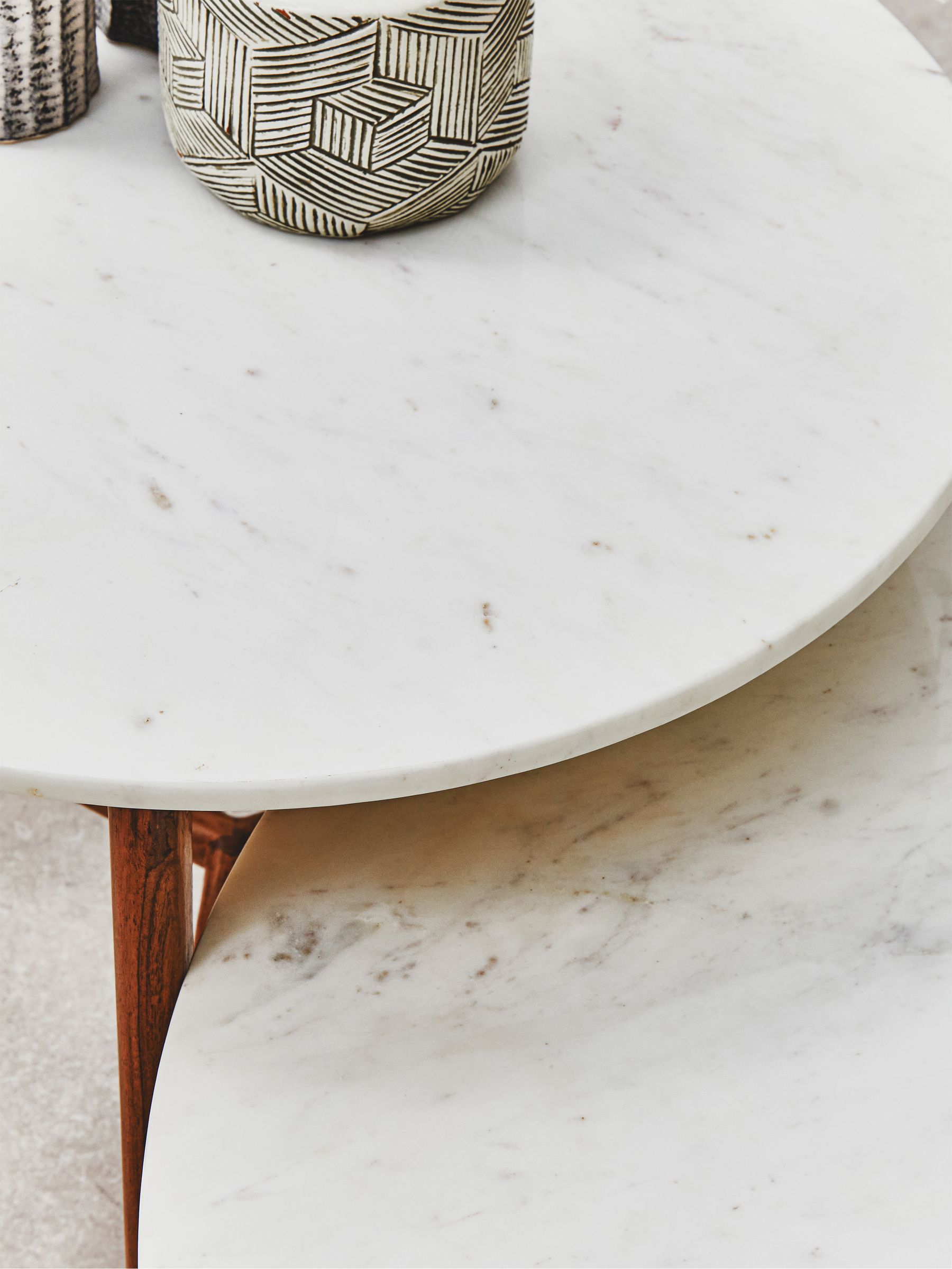 Buy Fifty Five South White Mayan White Marble Round Side Table from the ...