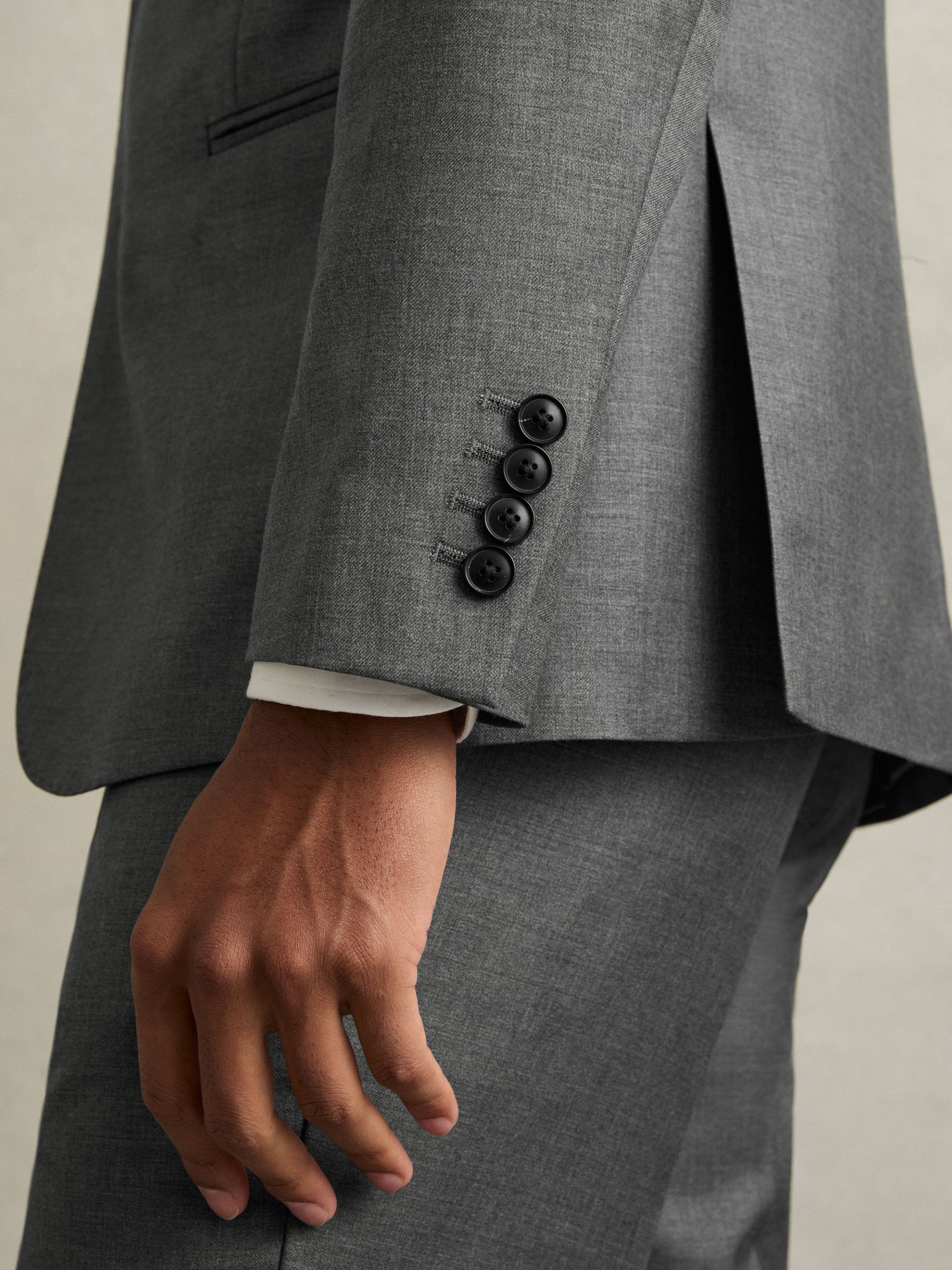 Buy Reiss Grey Aspire Slim-Fit Single Breasted Wool Suit Jacket from ...