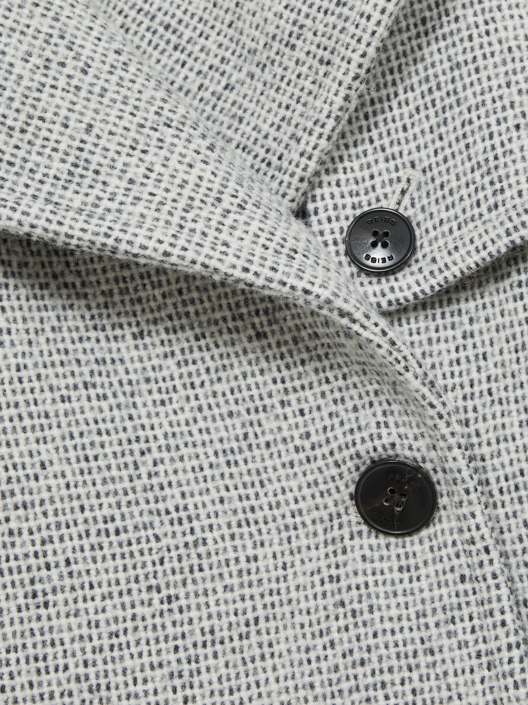 Buy Reiss Black/White Alba Wool-Blend Double-Breasted Check Trench Coat ...