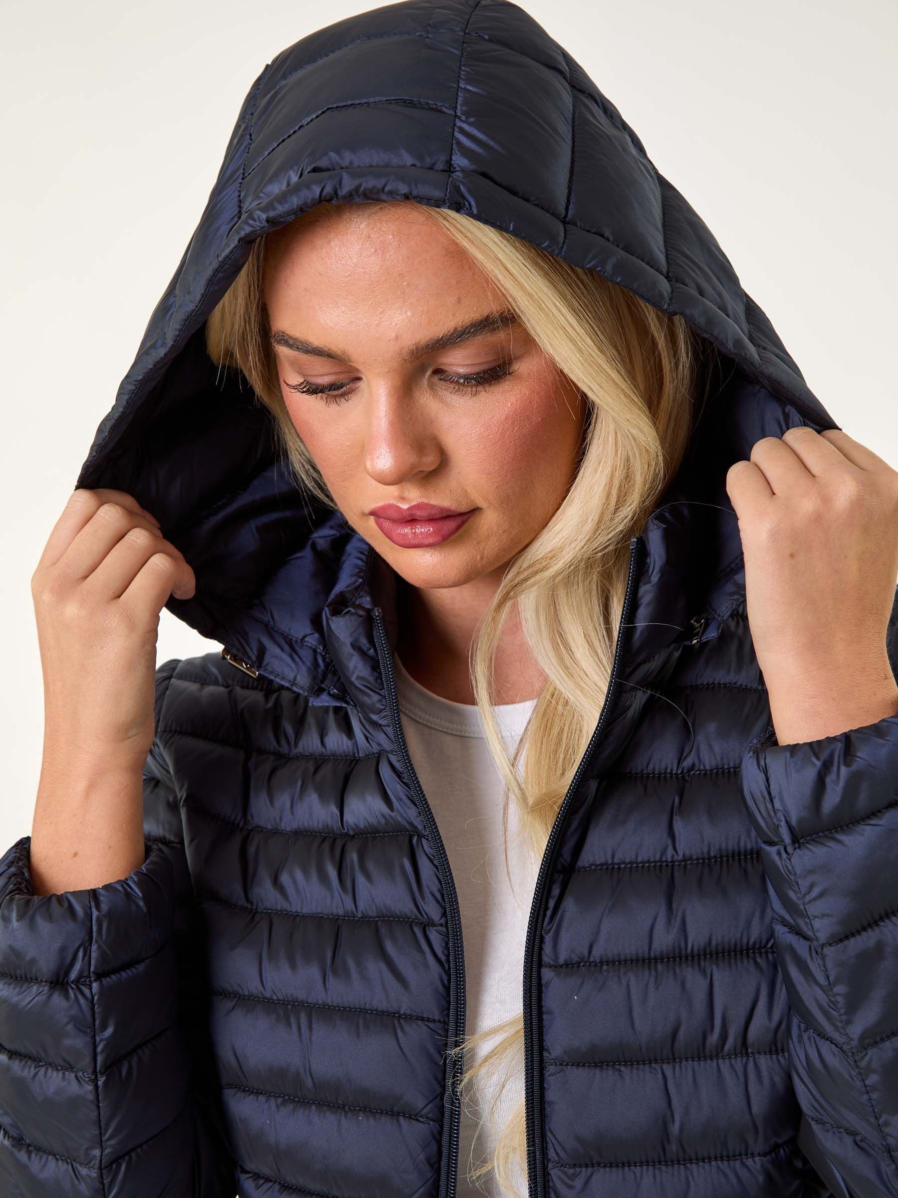 Buy Roman Blue Petite Metallic Finish Quilted Puffer Coat from the Next ...