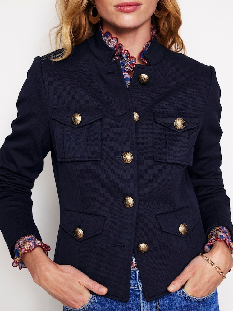 Buy Boden Blue Military Ponte Jacket from the Next UK online shop