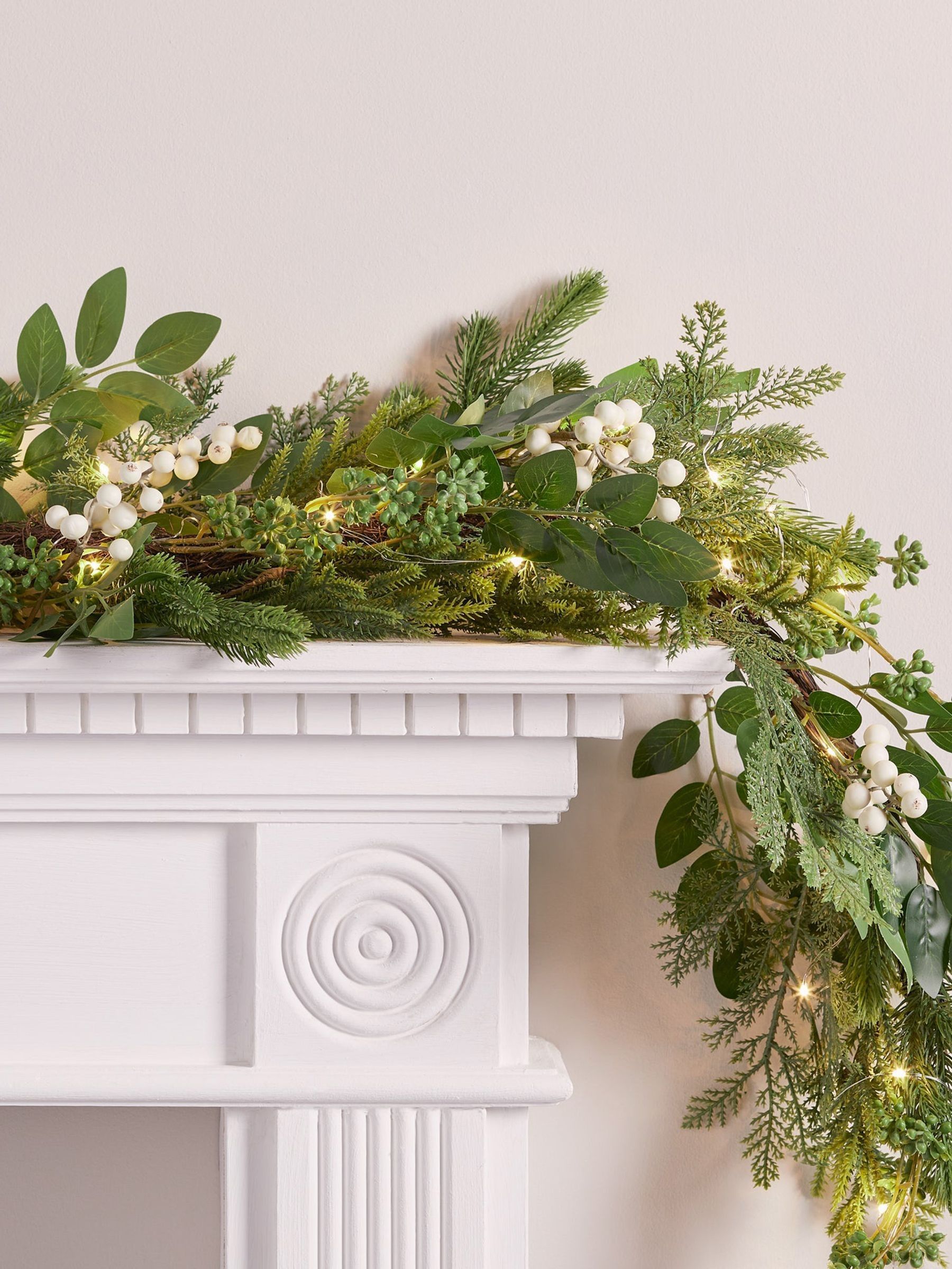 Buy Lights4fun Oversized 2m Pre Lit Berry Christmas White Garland from ...