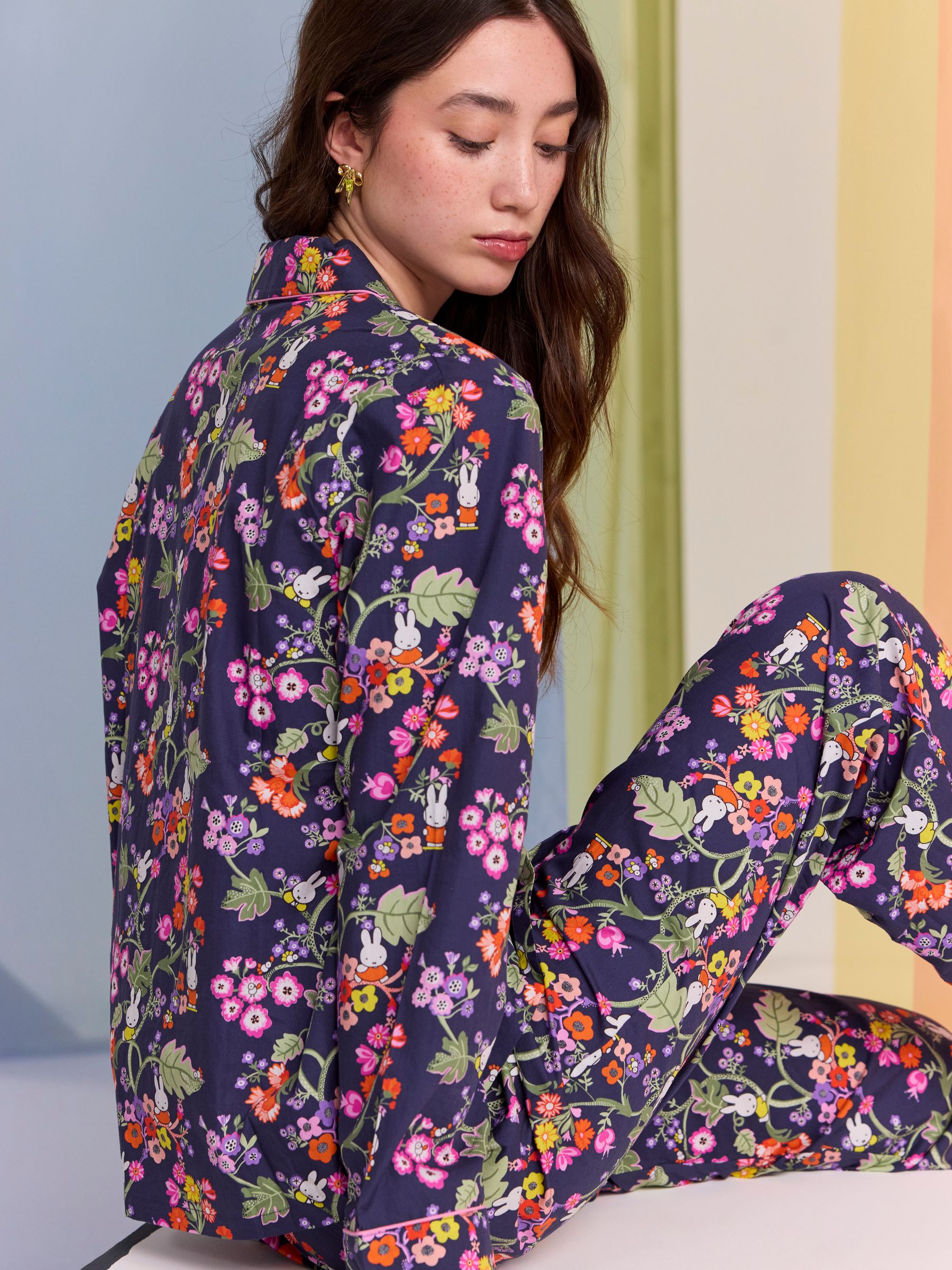 Buy Cath Kidston Navy Botanical 100% Cotton Miffy Button Through ...