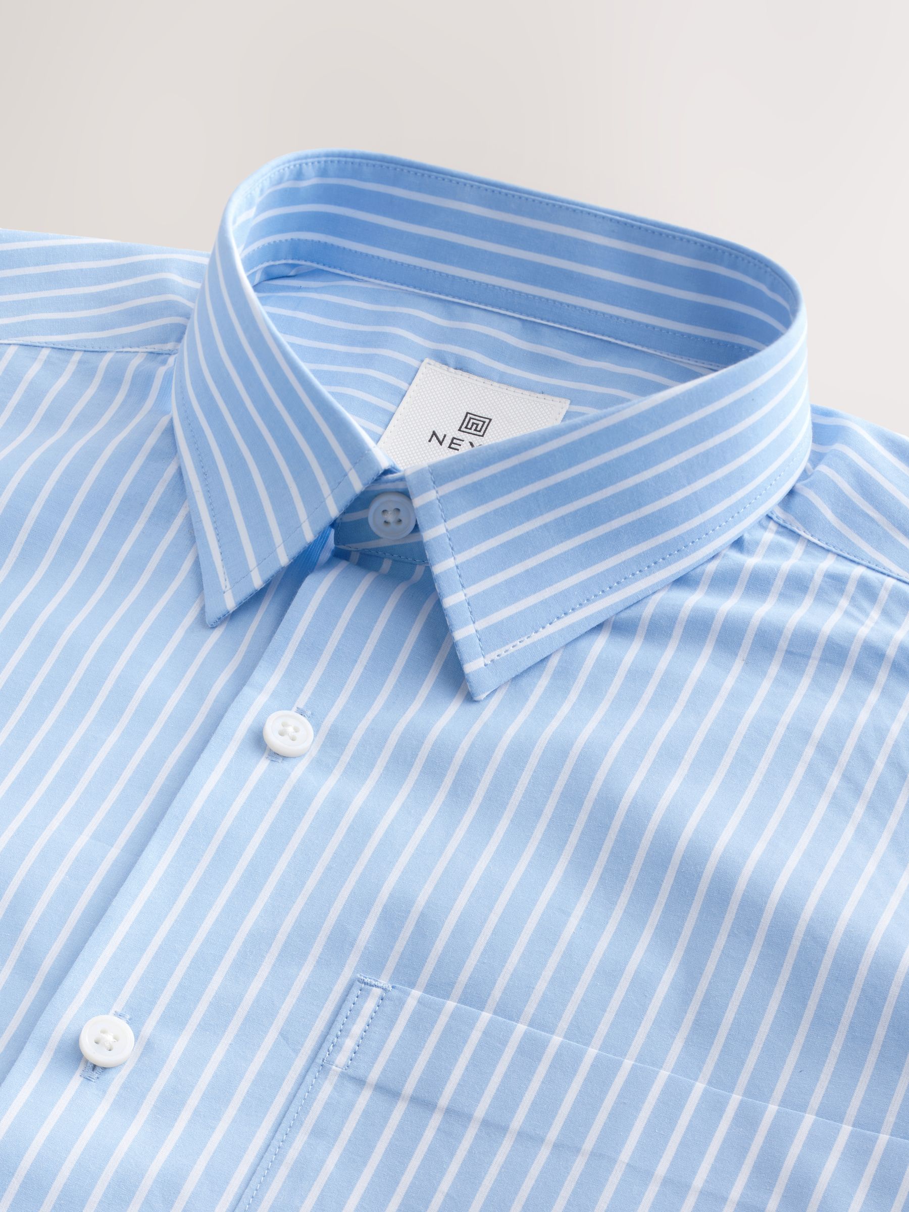 Buy Blue Stripe 100% Cotton Relaxed Fit Long Sleeve Shirt from Next ...
