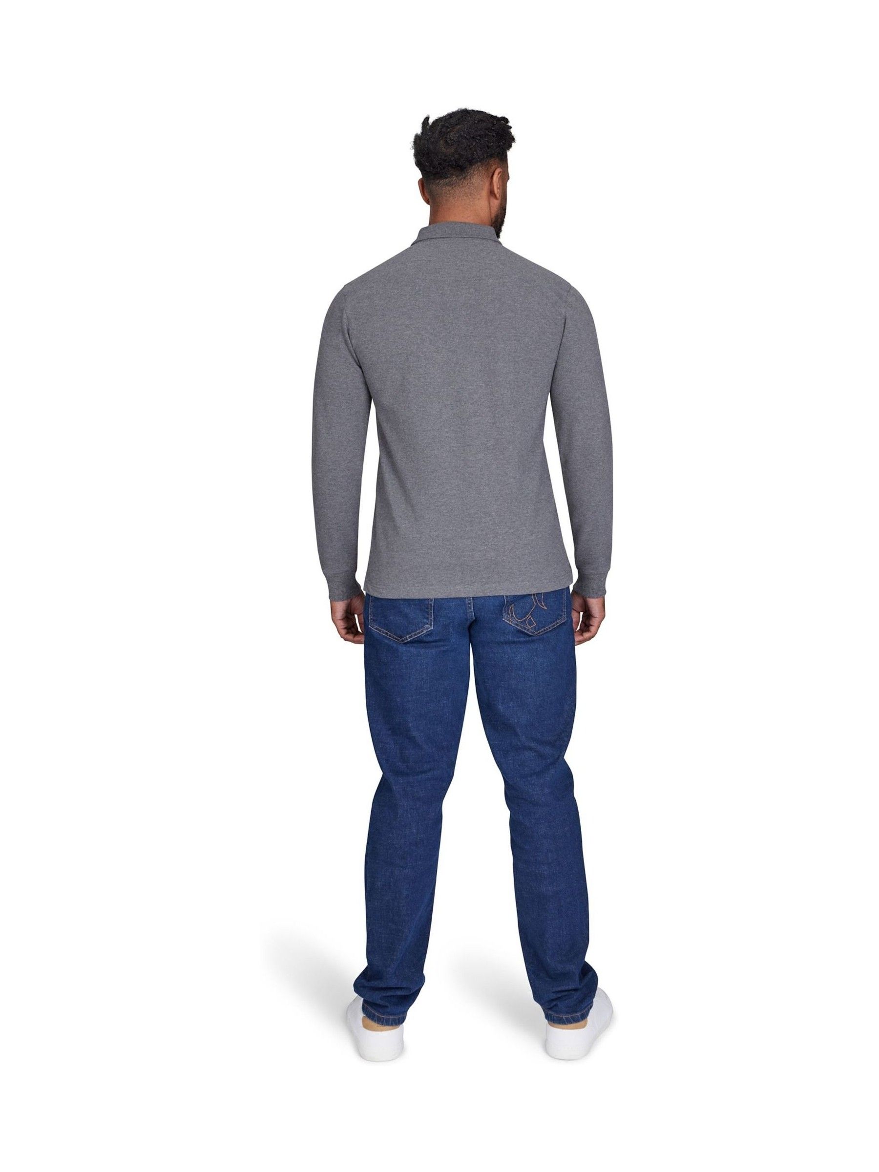Buy Raging Bull Grey Long Sleeve Classic Patch Pique Polo Shirt from ...
