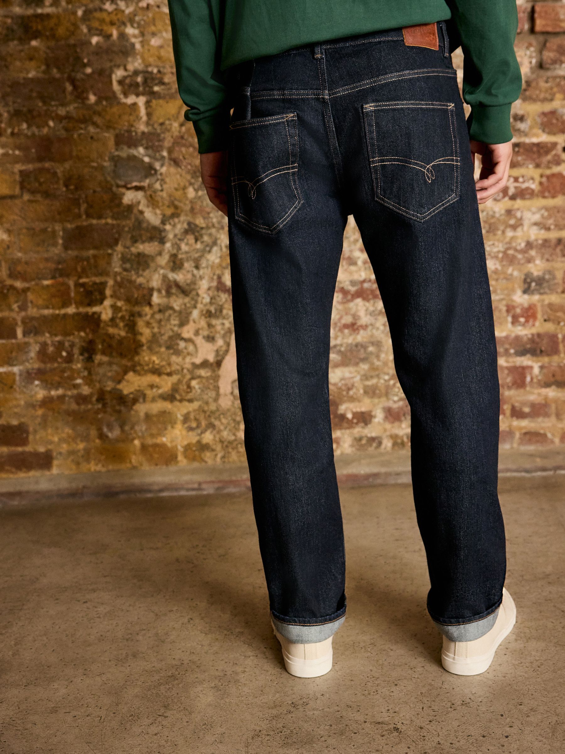 Buy Blue Indigo Rinse Straight Fit Signature Selvedge Denim Jeans from ...