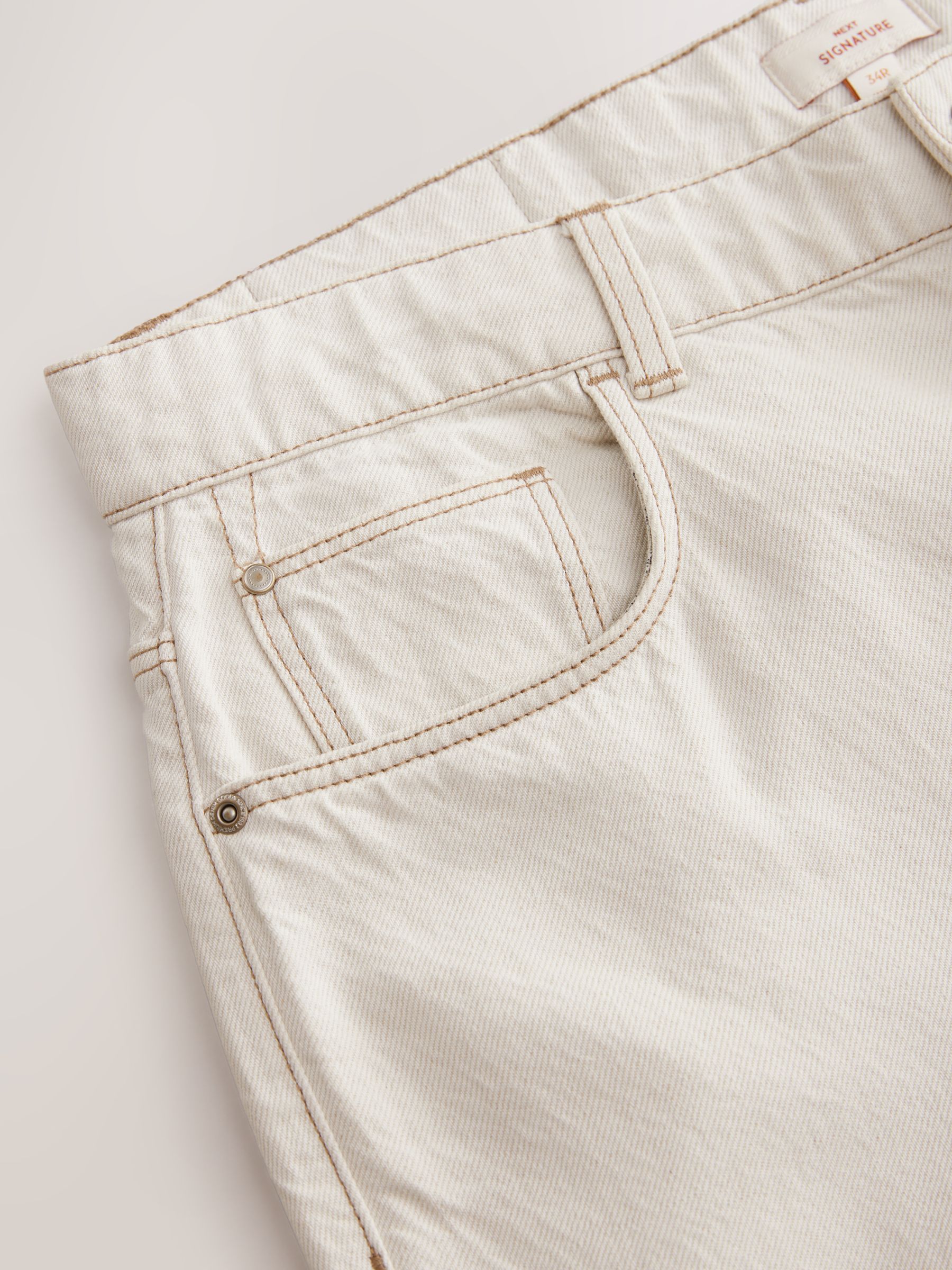 Buy Ecru White Regular Tapered Fit Signature Lightweight Cotton Linen ...