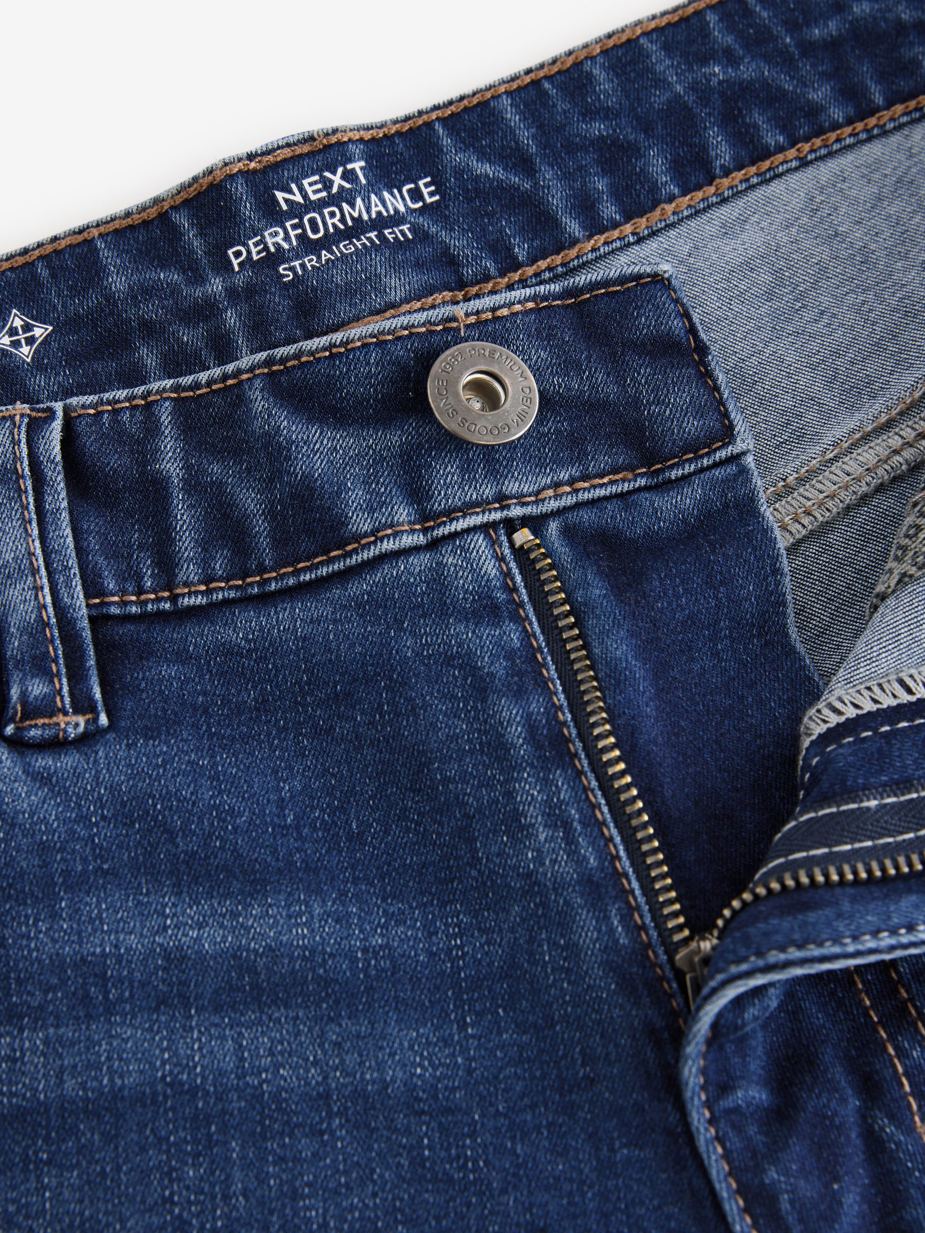 Buy Blue Straight Fit Lightweight Motion Flex Denim Jeans from the Next ...