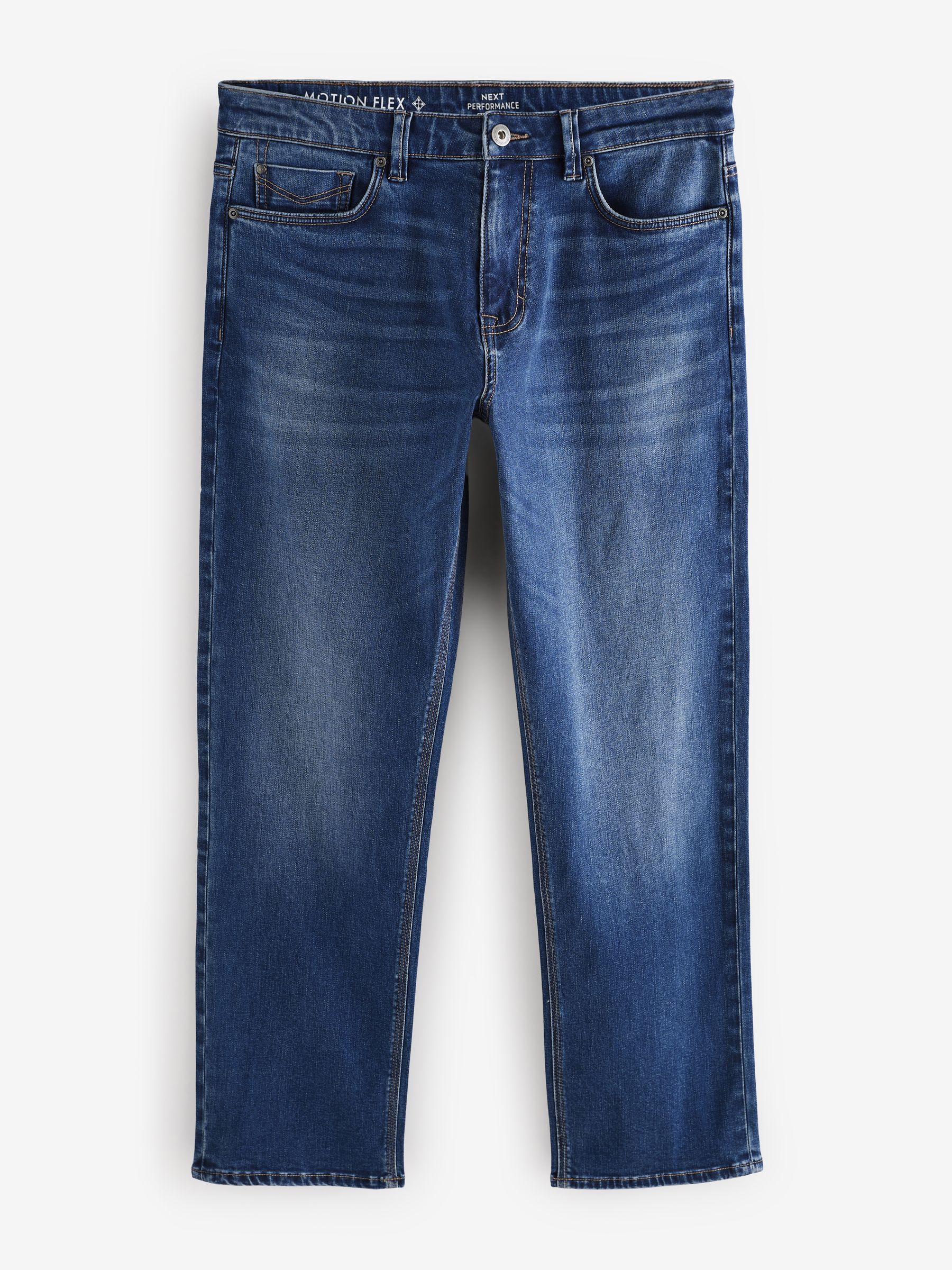 Buy Blue Straight Fit Lightweight Motion Flex Denim Jeans from the Next ...