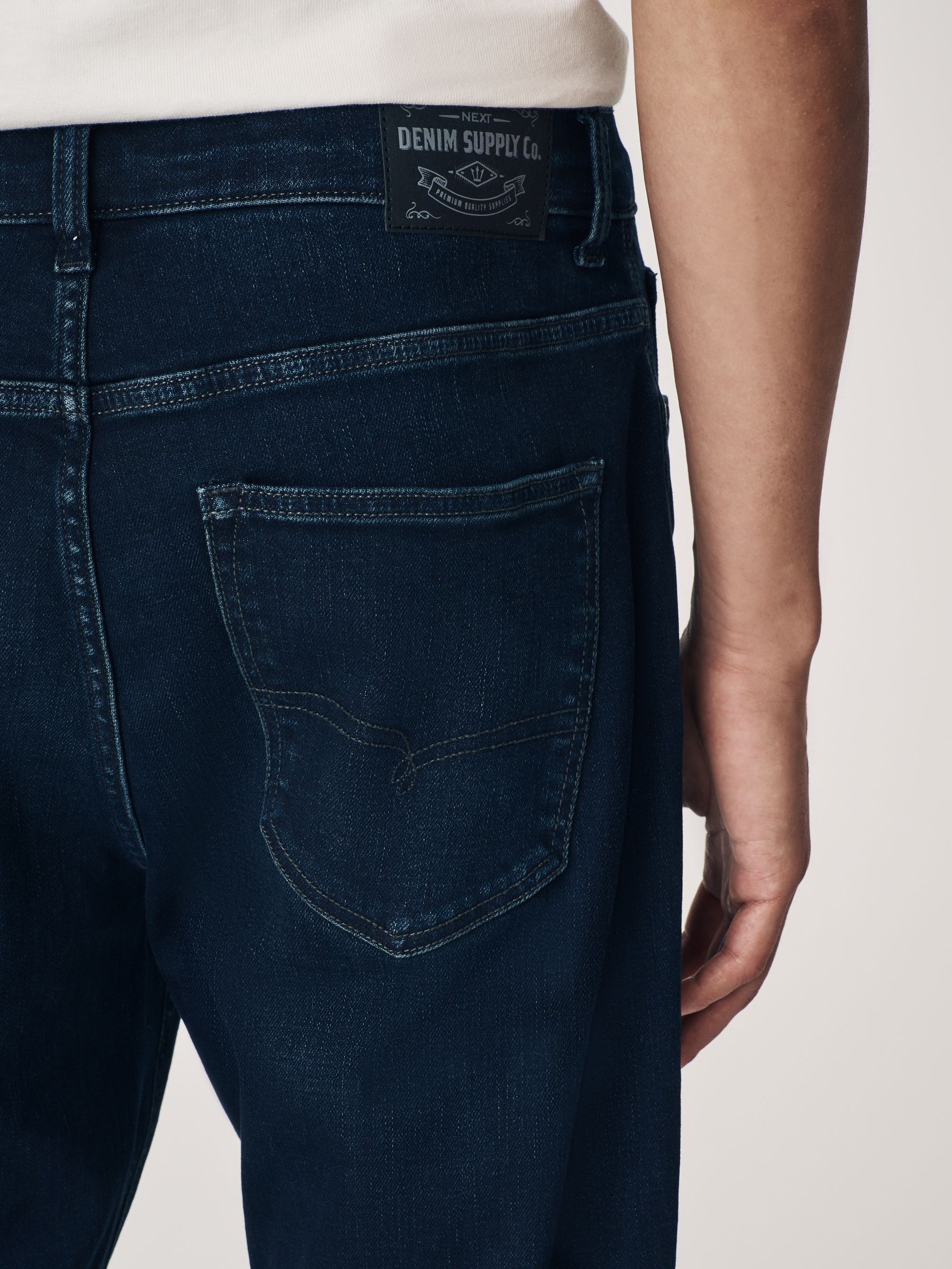 Buy Blue Dark Ink Regular Tapered Fit Vintage Wash Denim Jeans from the ...