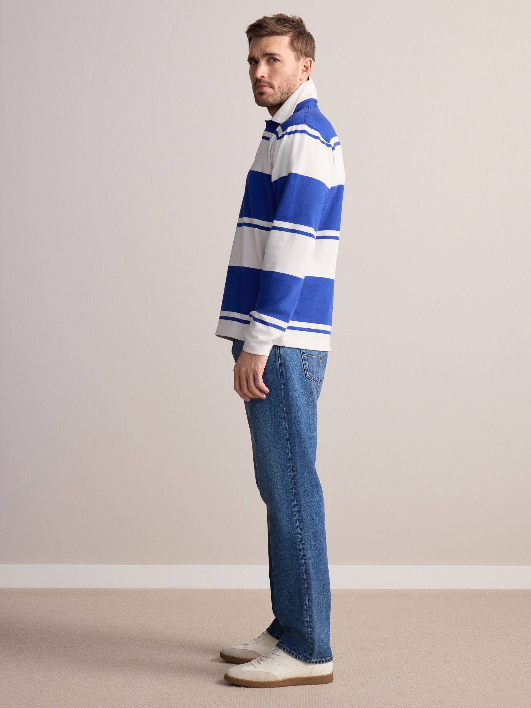 Buy Mid Blue Straight Fit Signature Soft Touch Denim Jeans from the ...