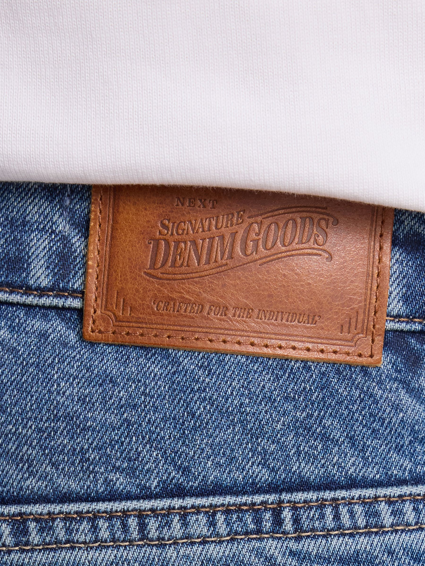Buy Mid Blue Straight Fit Signature Soft Touch Denim Jeans from the ...
