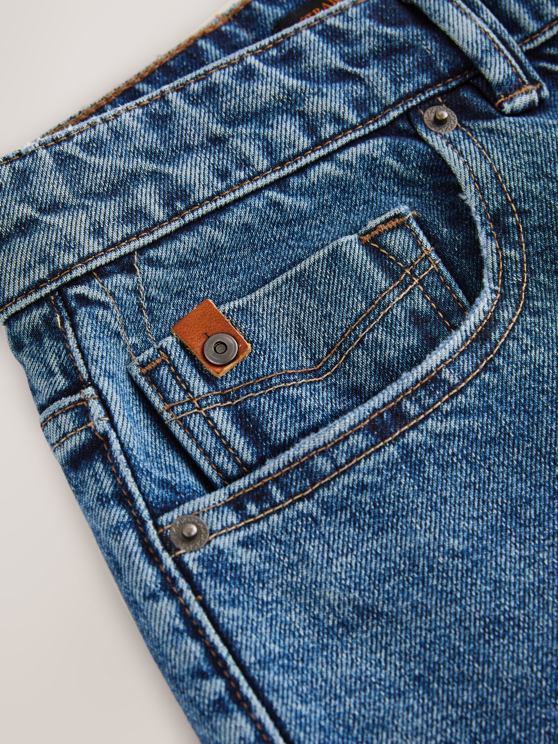 Buy Mid Blue Straight Fit Signature Soft Touch Denim Jeans from the ...