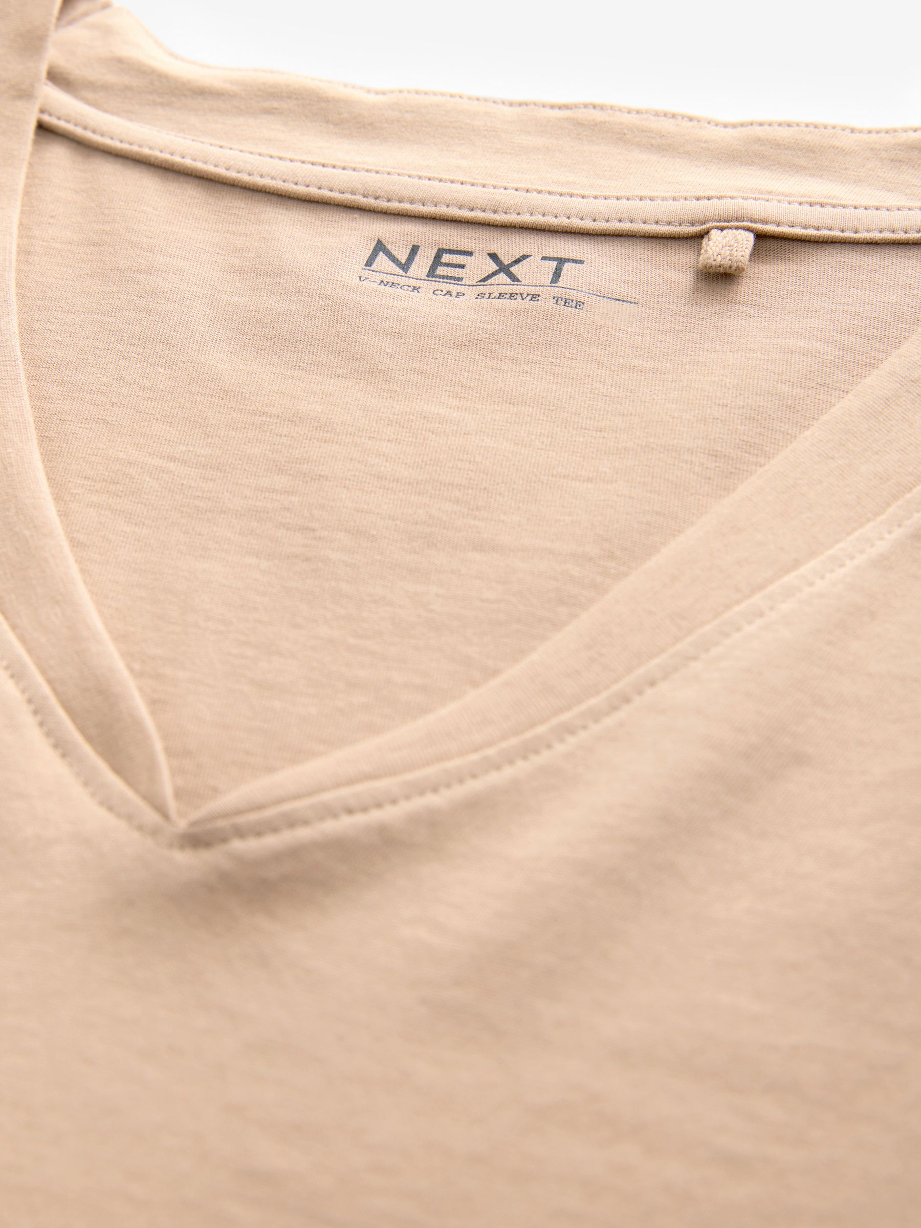 Buy Beige V-Neck Cap Sleeve T-Shirt from the Next UK online shop
