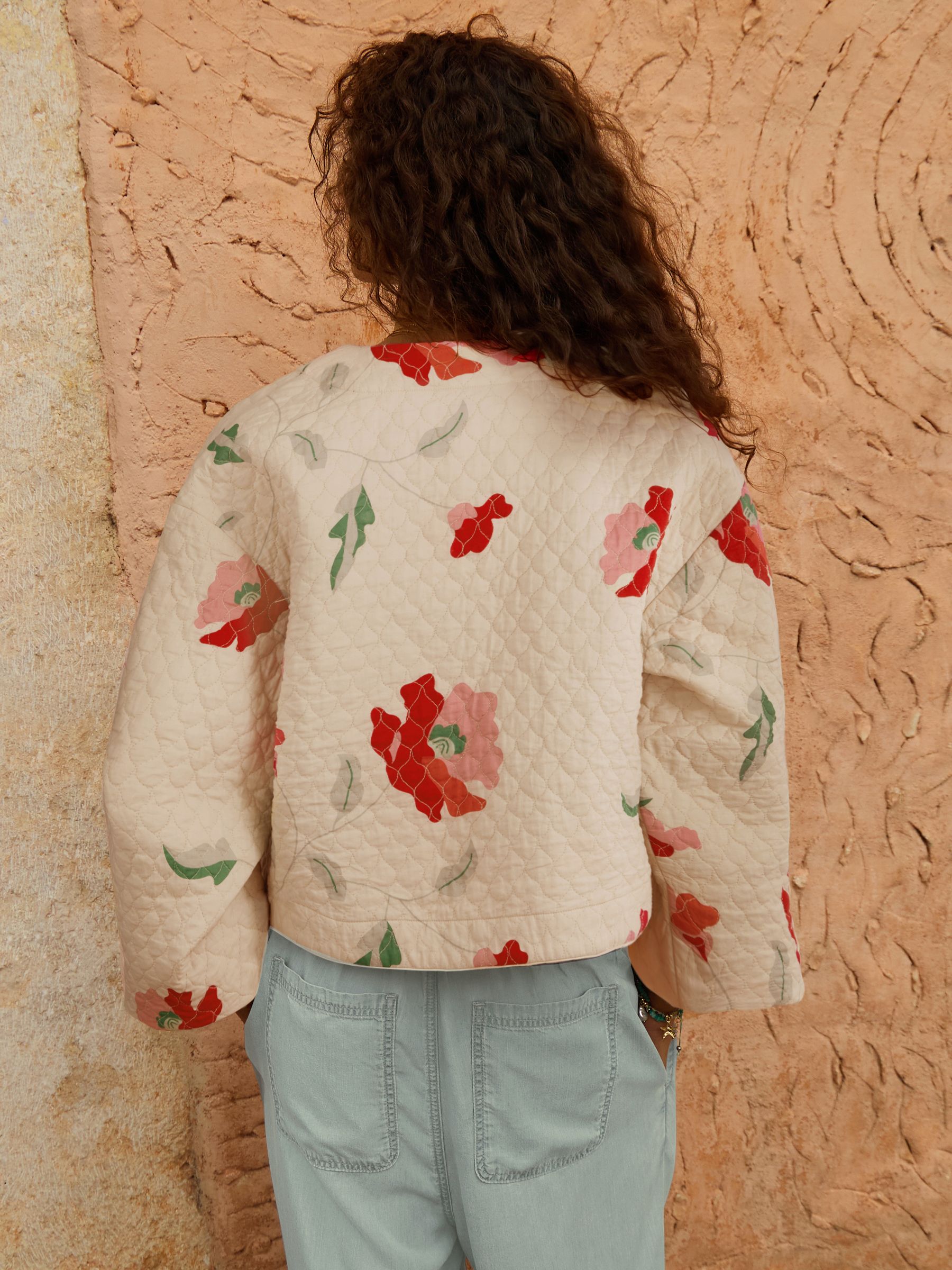 Buy Ecru Cream Floral Print Quilted Jacket from the Next UK online shop
