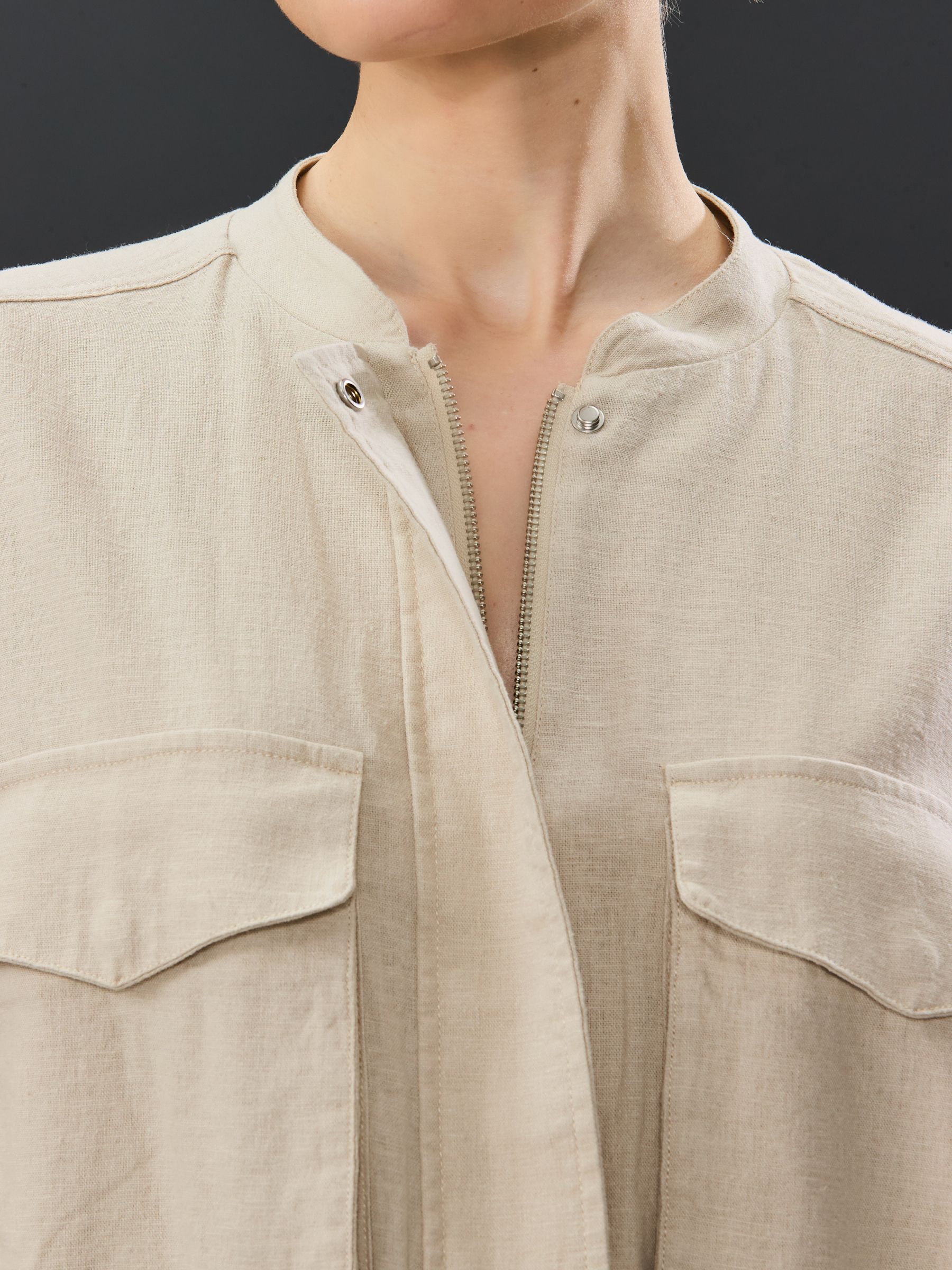 Buy Neutral Linen Blend Bomber Jacket from the Next UK online shop