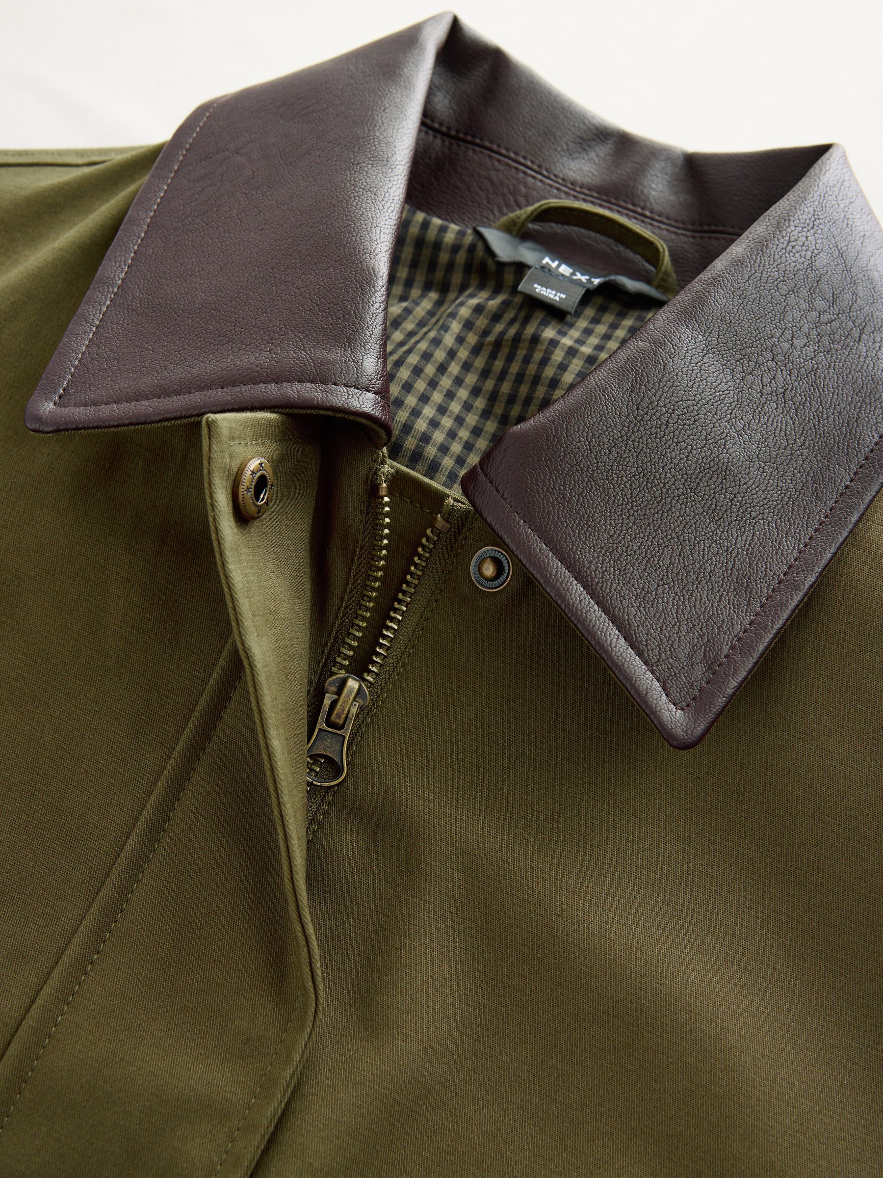 Buy Khaki Green Contrast Collar Jacket from the Next UK online shop