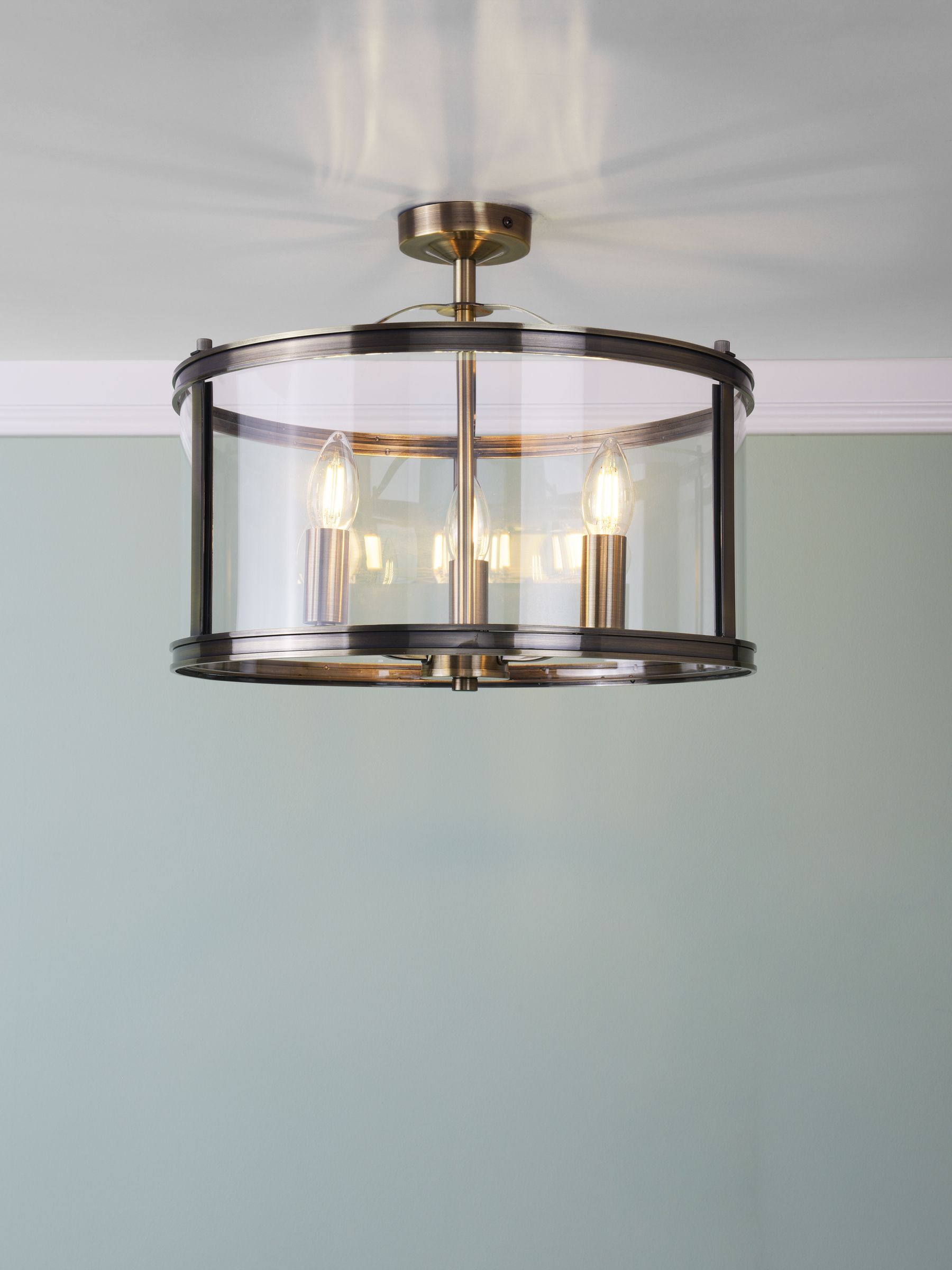 Buy Laura Ashley Brass Harrington Pendant Flush Fitting Ceiling Light ...