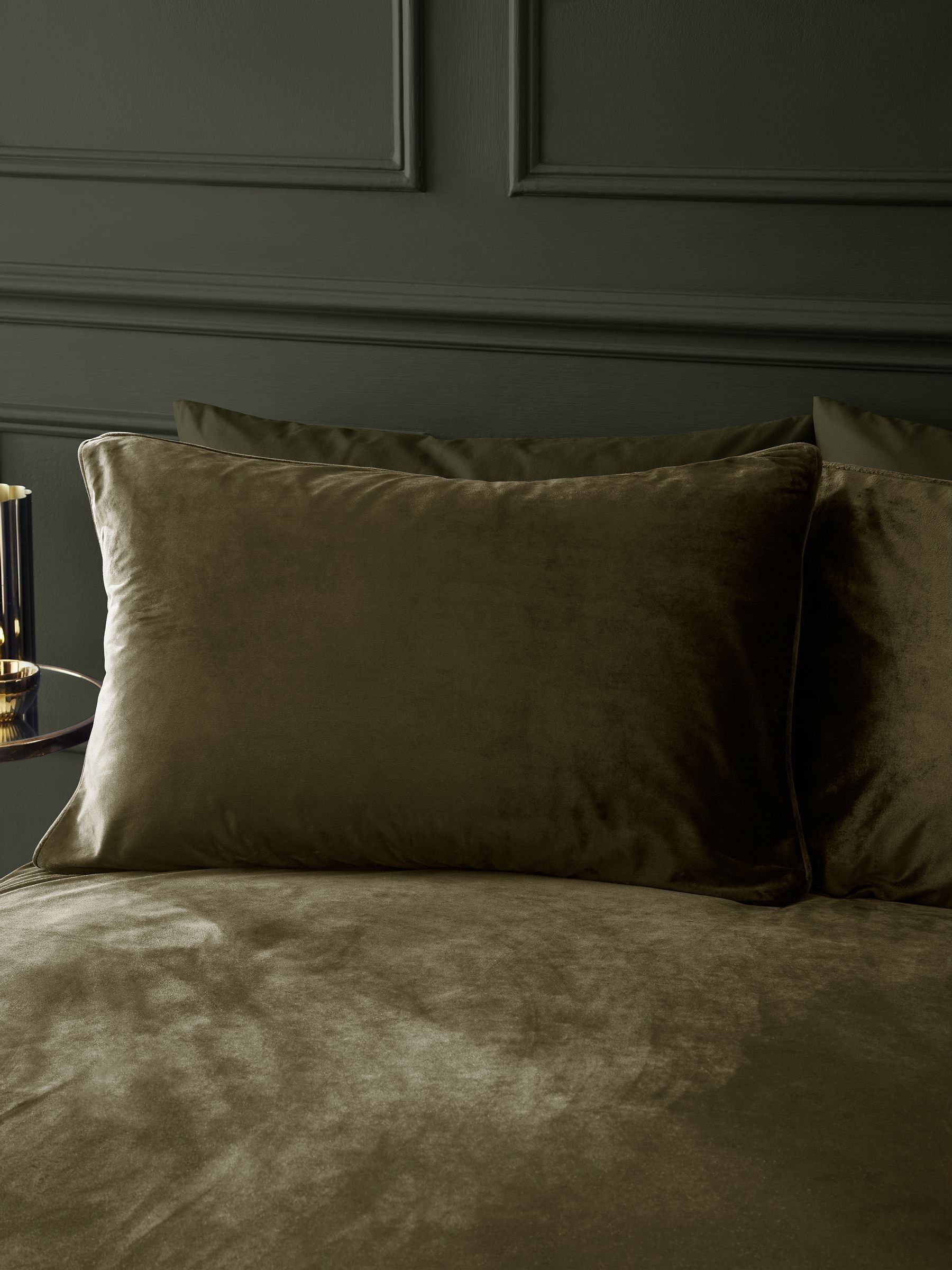 Buy Catherine Lansfield Olive Green Kingsley So Soft Matt Velvet Duvet ...