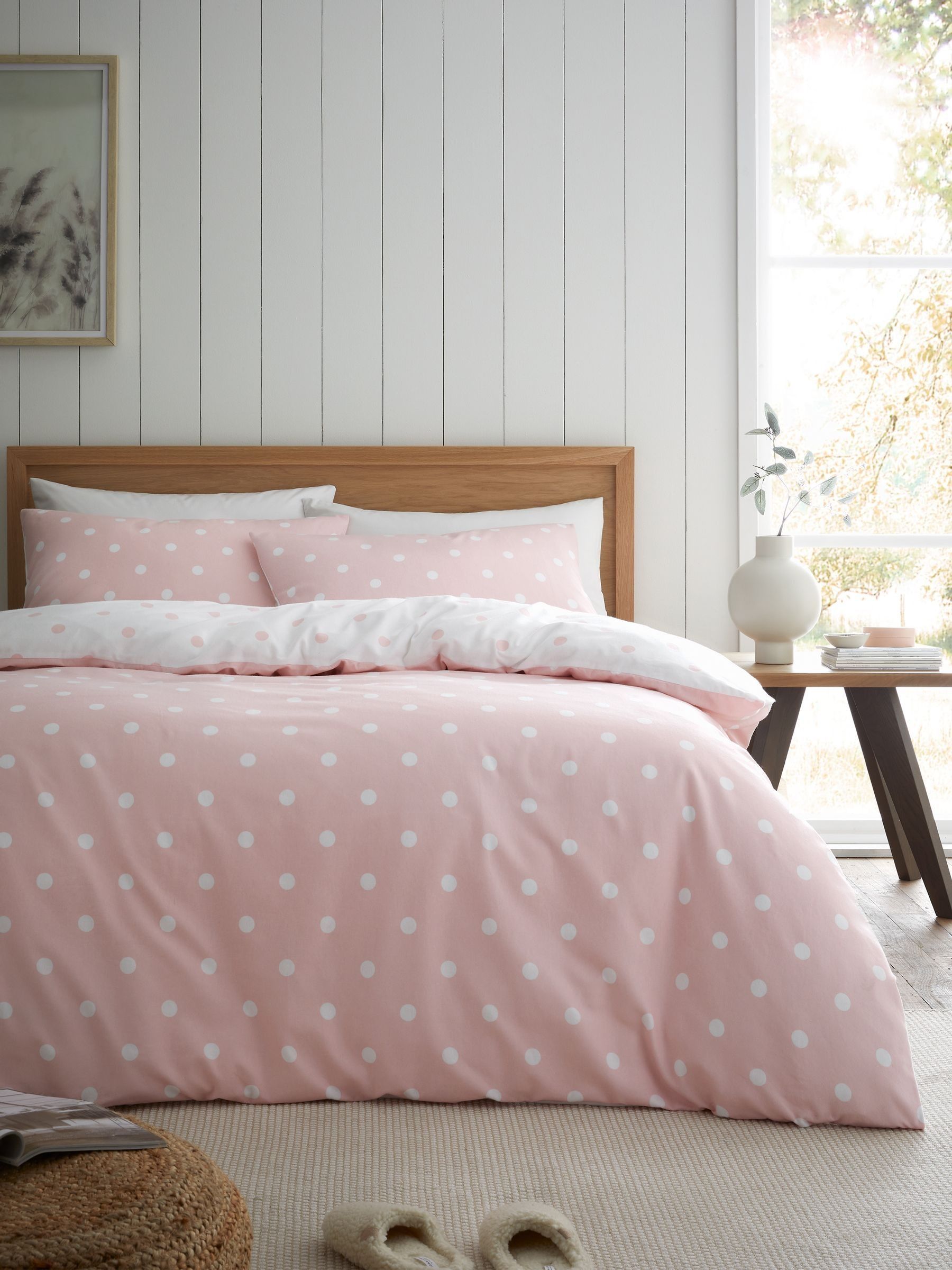 Buy Catherine Lansfield Blush Pink Supersoft 100 Brushed Cotton Polka Buy Catherine Lansfield Blush Pink Supersoft 100 Brushed Cotton Polka