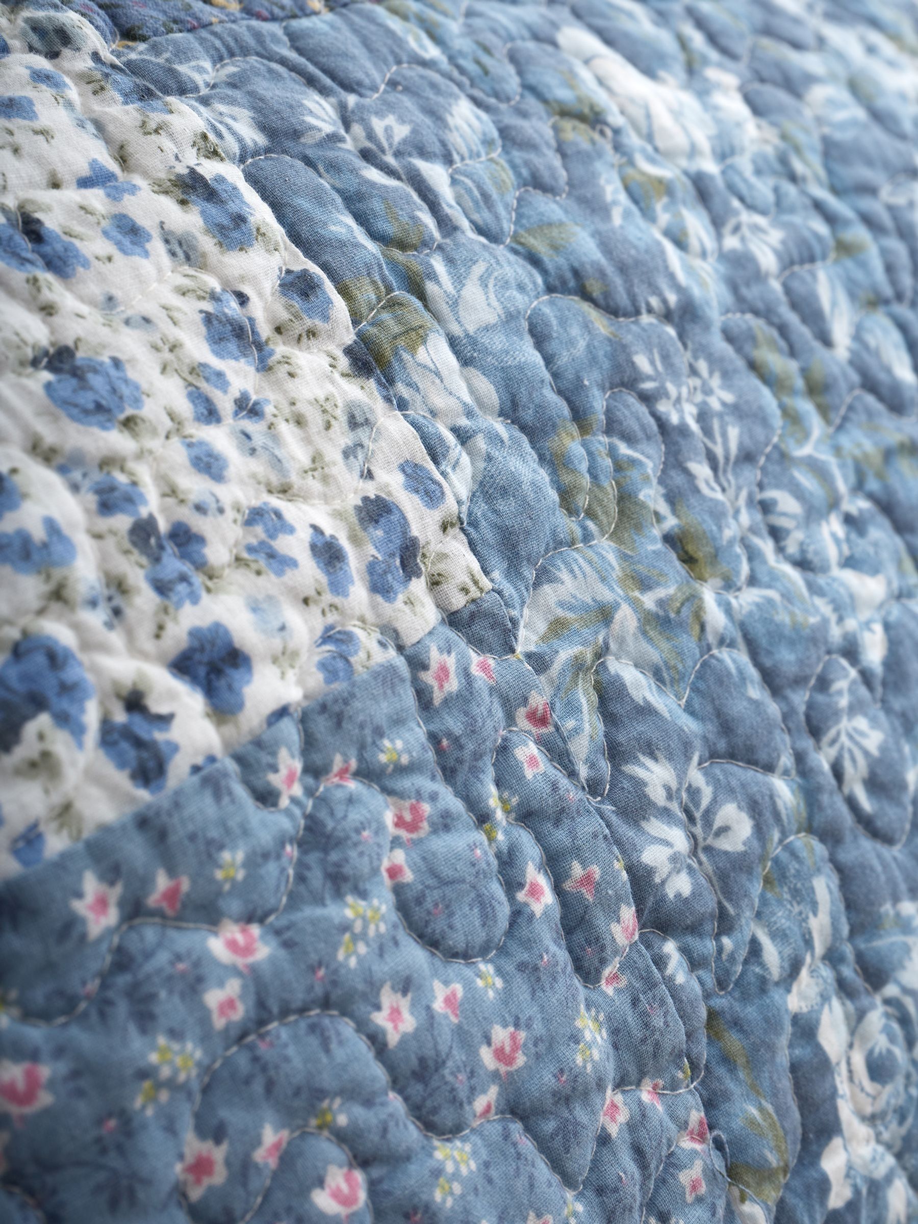 Buy Bianca Blue 100% Cotton Floral Patchwork Bedspread Throw from the ...