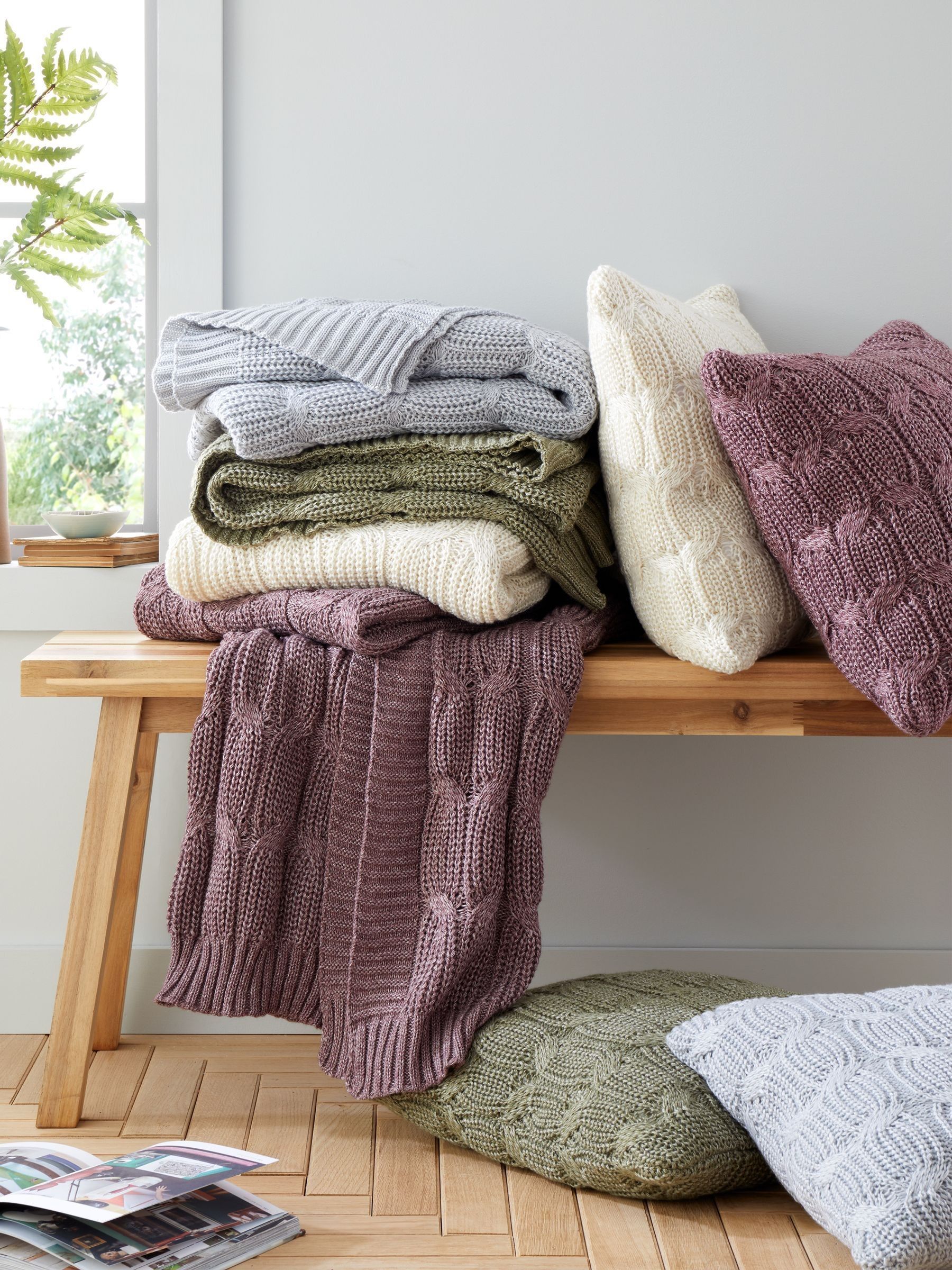 Buy Catherine Lansfield Plum Chunky Marl Knit Cosy Throw from the Next ...