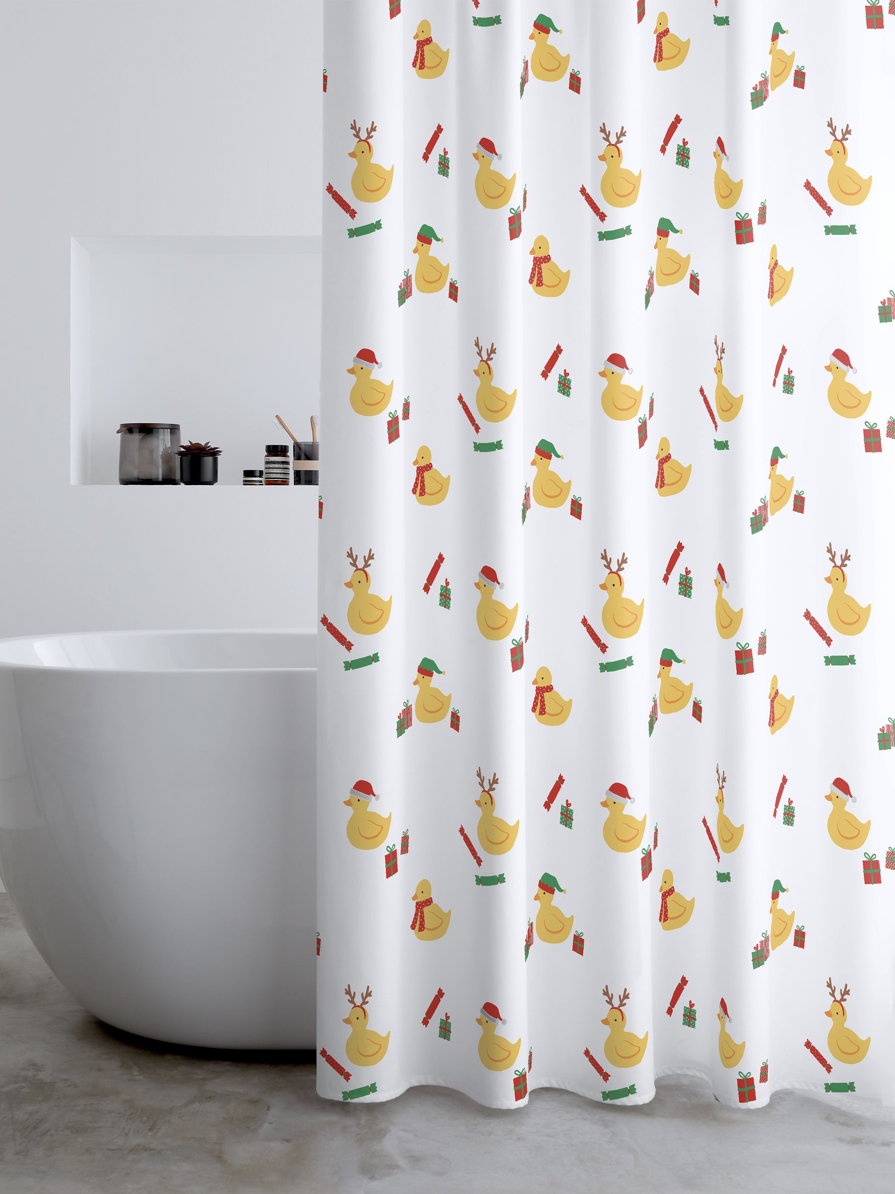 Buy Catherine Lansfield White Christmas Quacker Ducks Shower Curtain from the Next UK online shop
