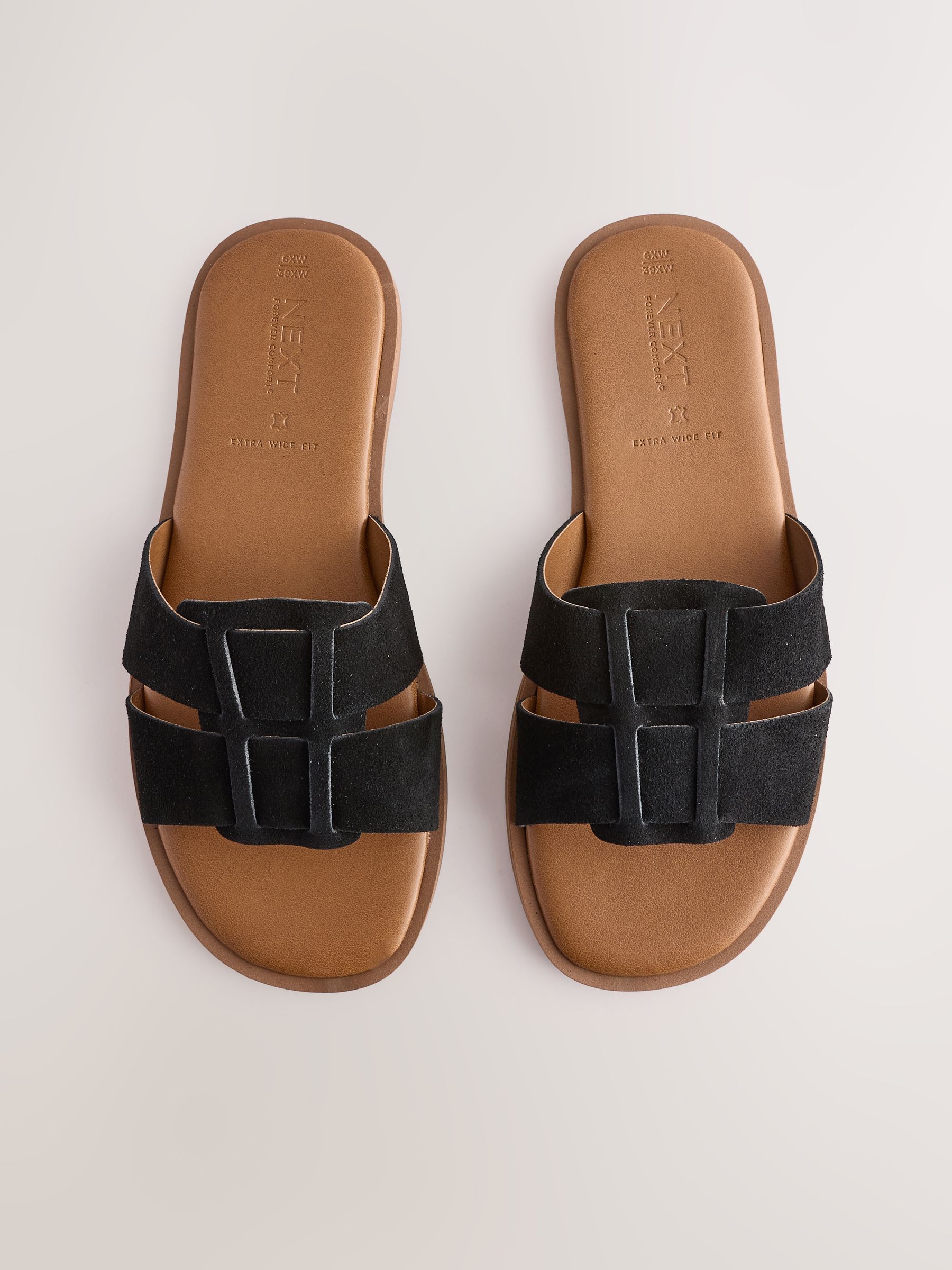 Buy Black Suede Extra Wide Fit Slot Mule Sandals from Next Australia