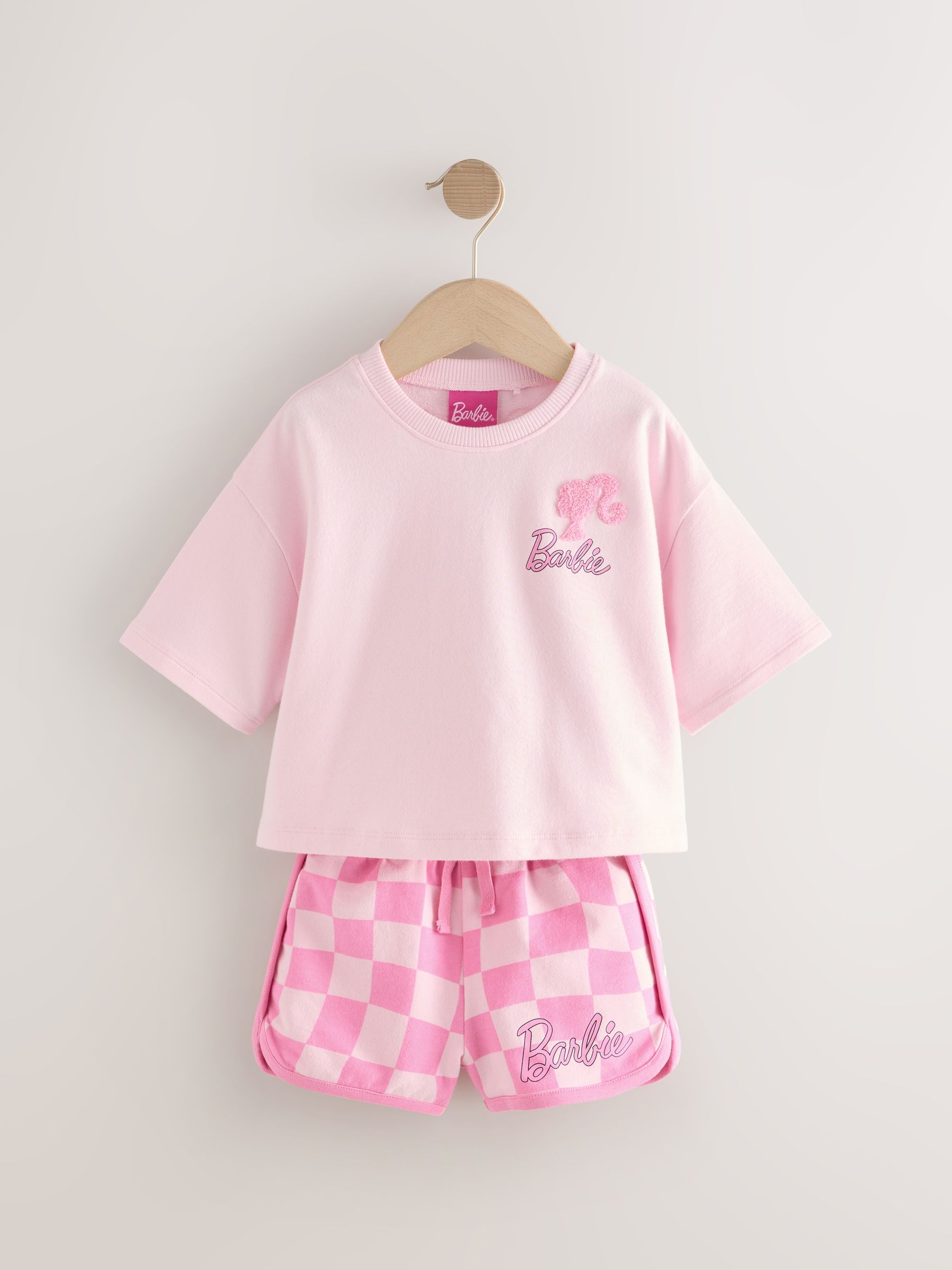 Buy Pink 100% Cotton Barbie Top & Shorts Set (3mths-7yrs) from the Next ...