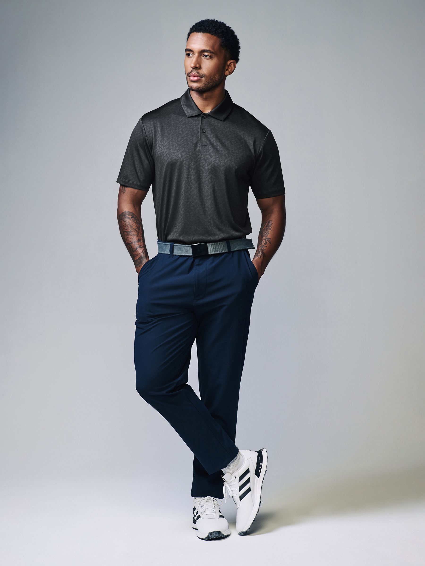 Buy Slate Grey Active Jacquard Golf Polo Shirt from the Next UK online shop