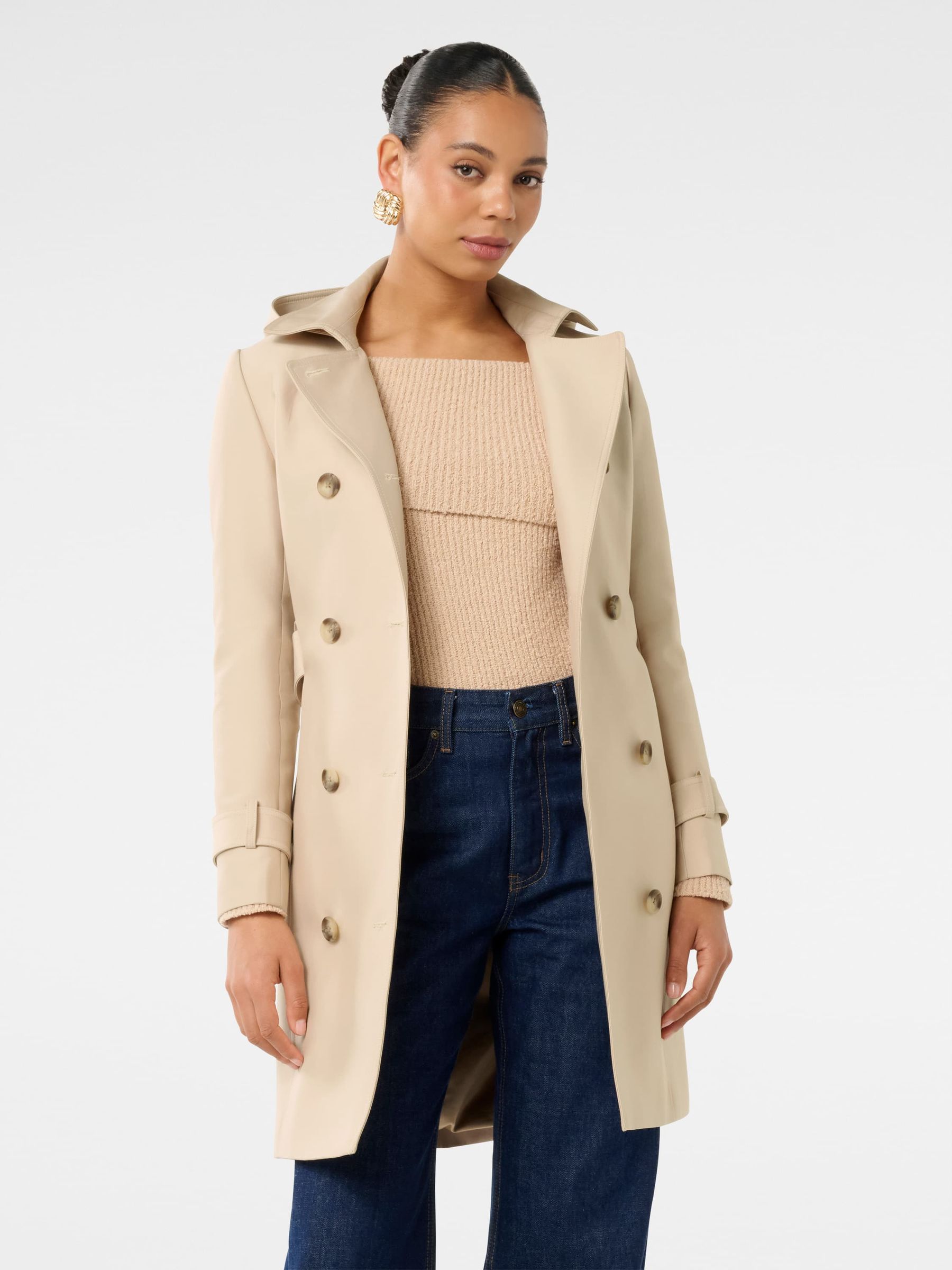 Buy Forever New Natural Kirsty Structured Hooded Trench Coat from the ...