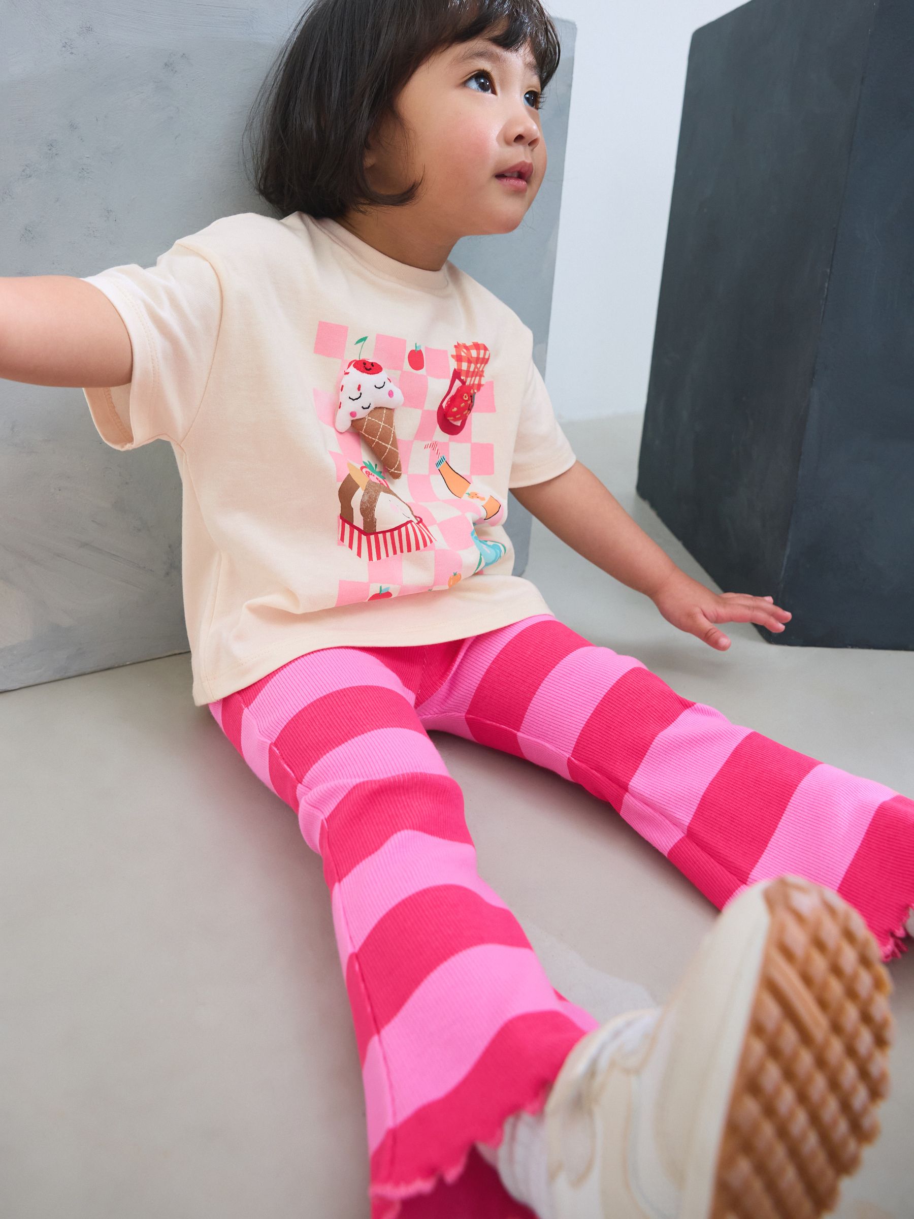 Buy Pink Padded Picnic Characters Short Sleeve T-Shirt and Flare ...