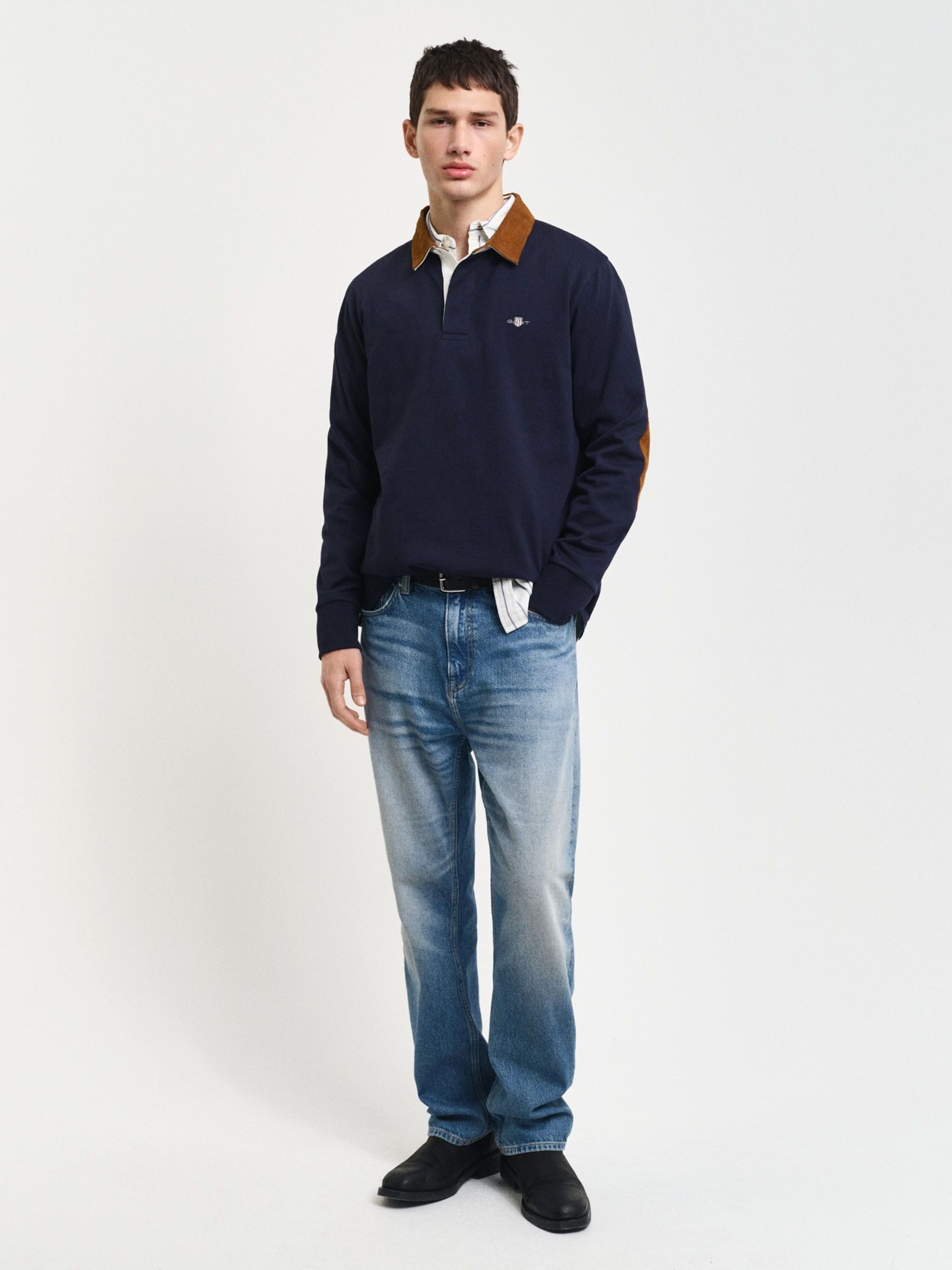Buy GANT Blue Corduroy Collar Rugby Polo Shirt from the Next UK online shop