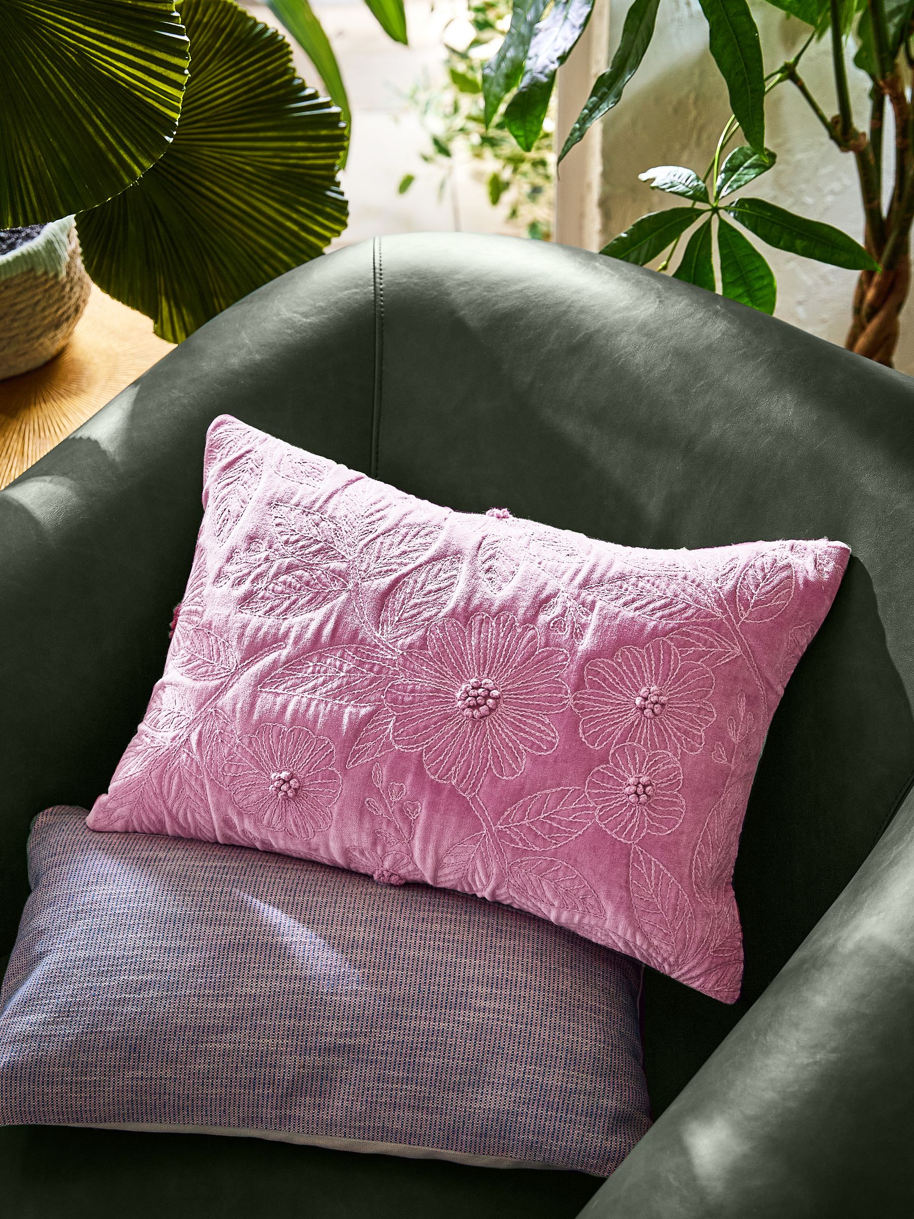 Buy Purple 50 x 30cm Quilted Floral Cushion from the Next UK online shop