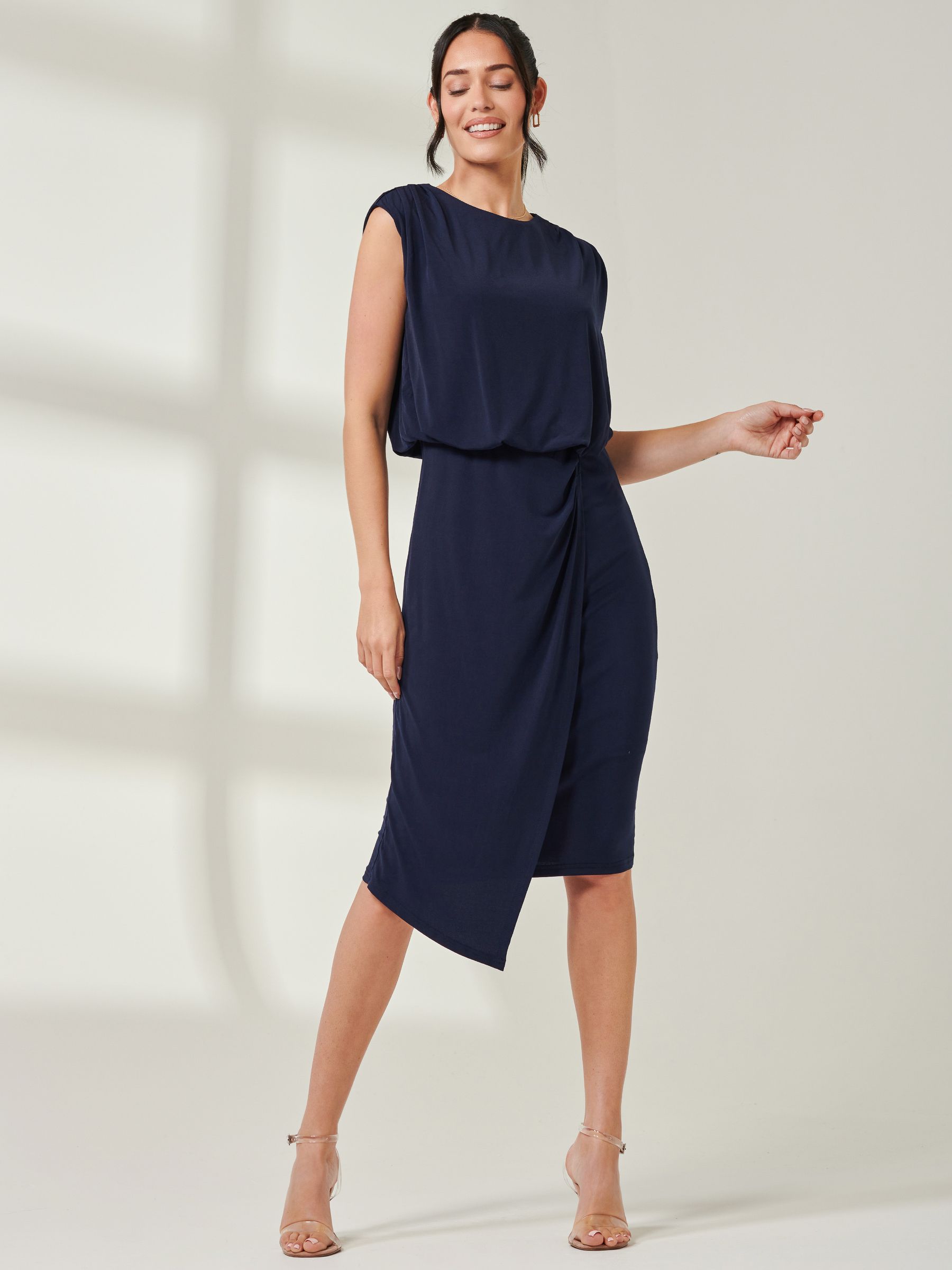 Buy Jolie Moi Blue Tiered Draped Pencil Dress from the Next UK online shop