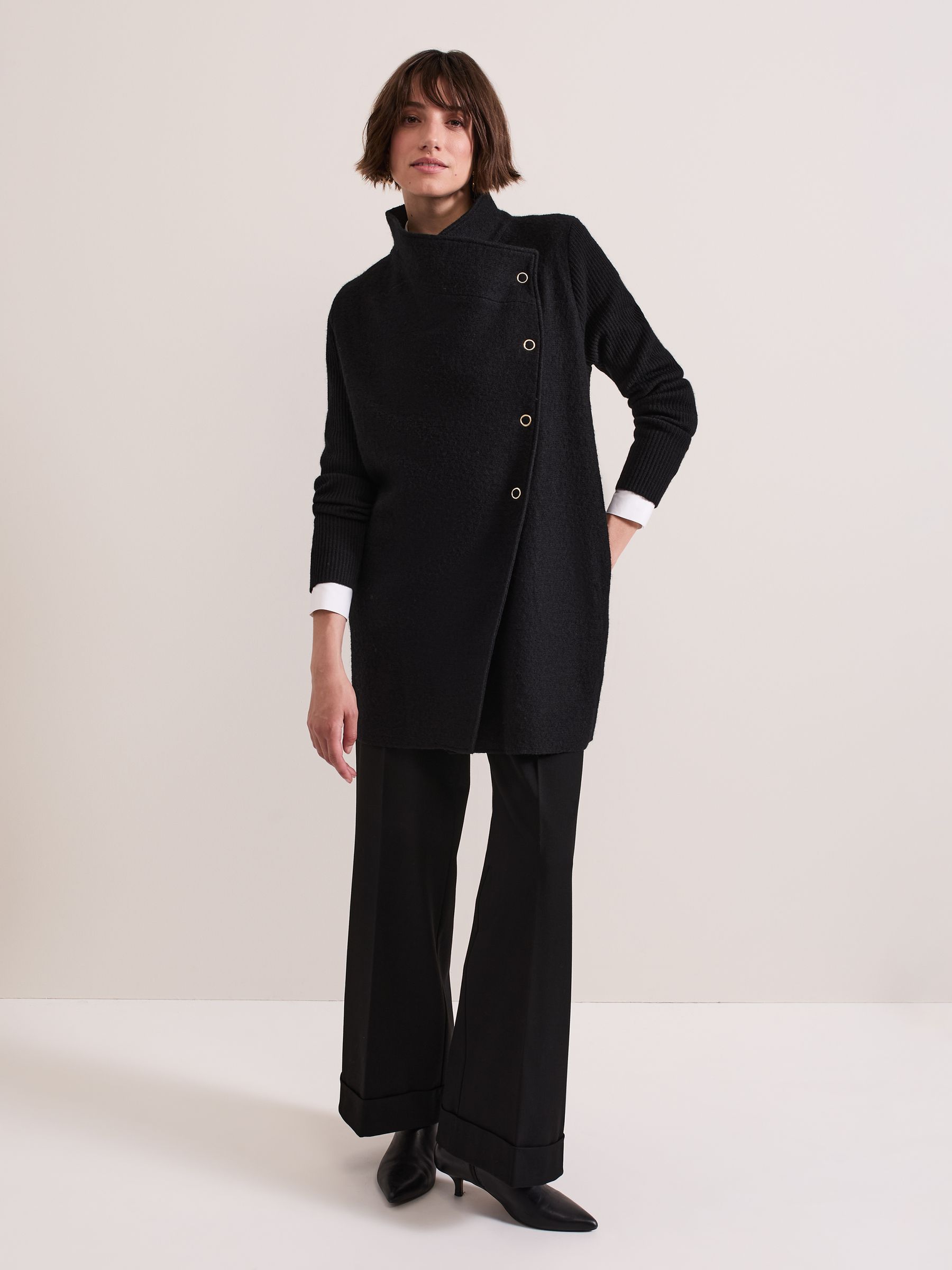 Buy Phase Eight Black Lea Popper Knit Coat from the Next UK online shop