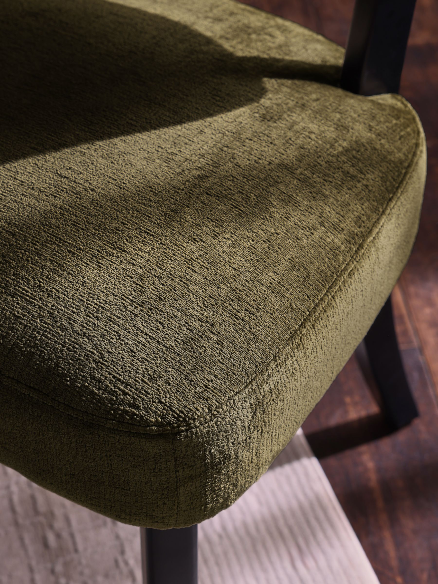 Buy Set of 2 Plush Chenille Moss Green Black Leg Remi Dining Chairs ...