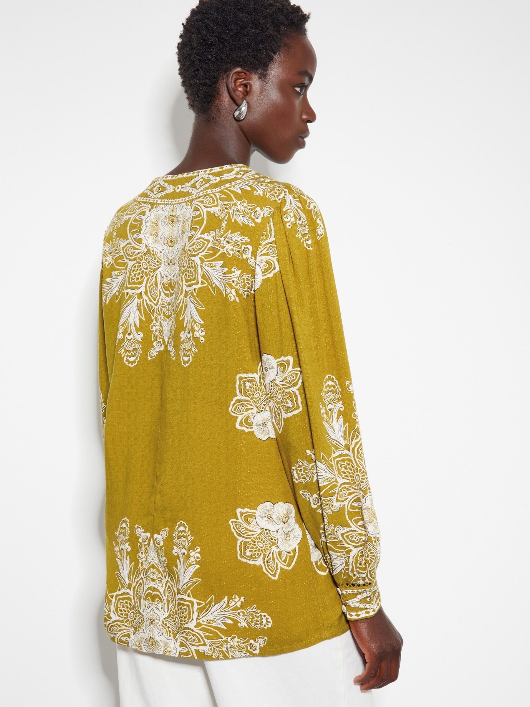 Buy Monsoon Green Tillie V-Neck Floral Border Print Blouse from the ...