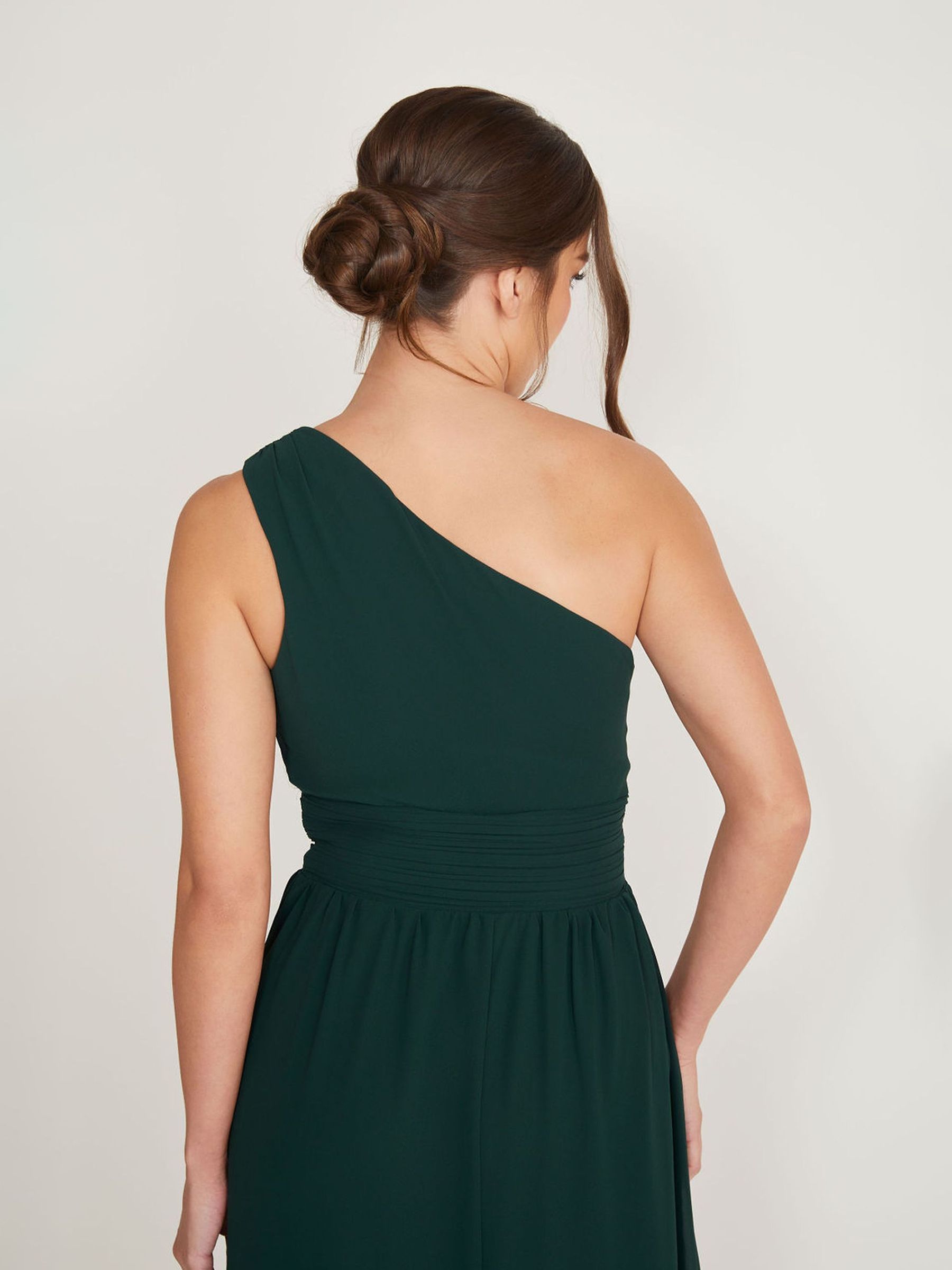 Buy Six Stories Green One Shoulder Pleated Waist Chiffon Bridesmaid ...
