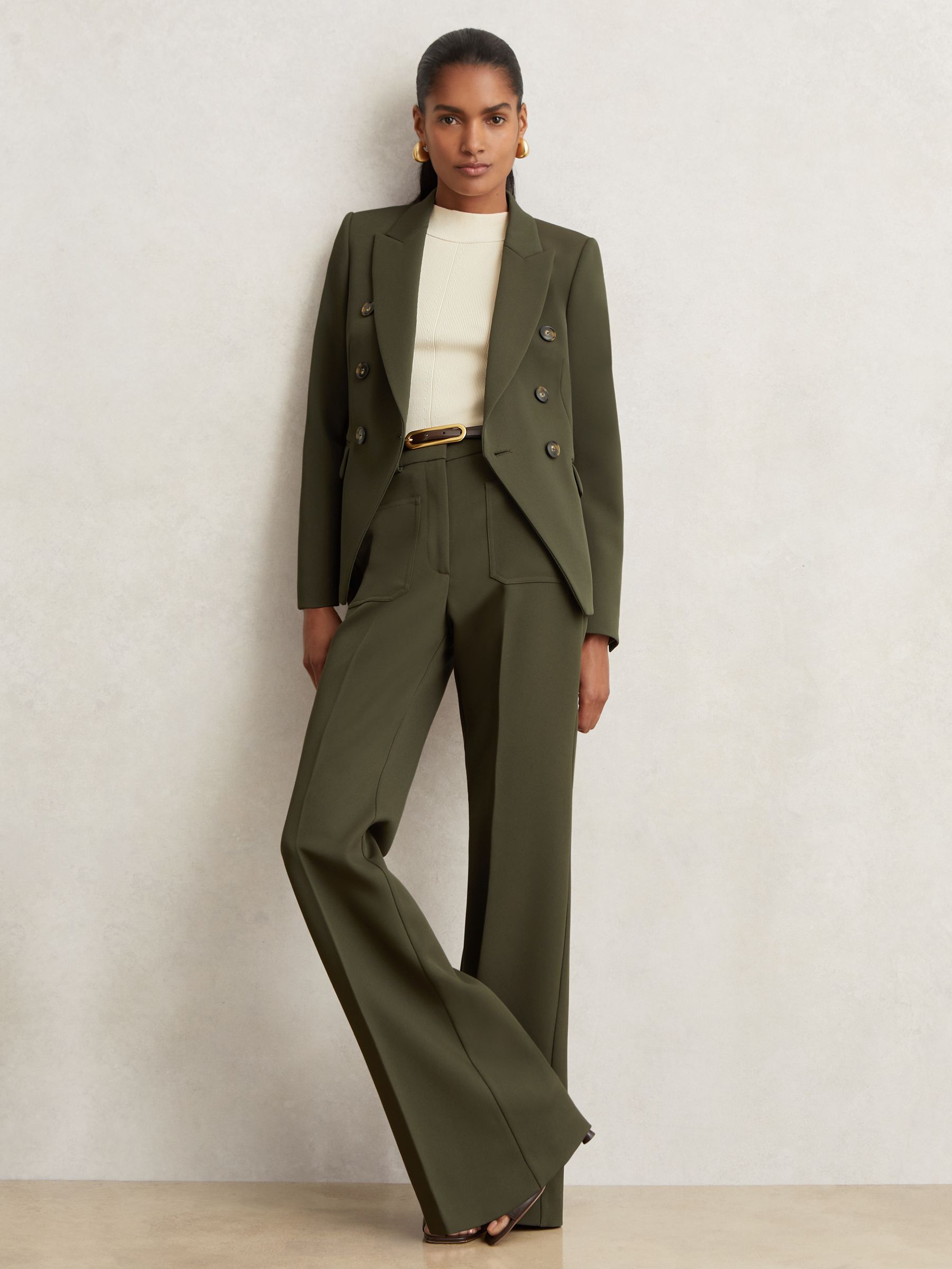 Buy Reiss Green Priya Twill Double-Breasted Blazer from the Next UK ...