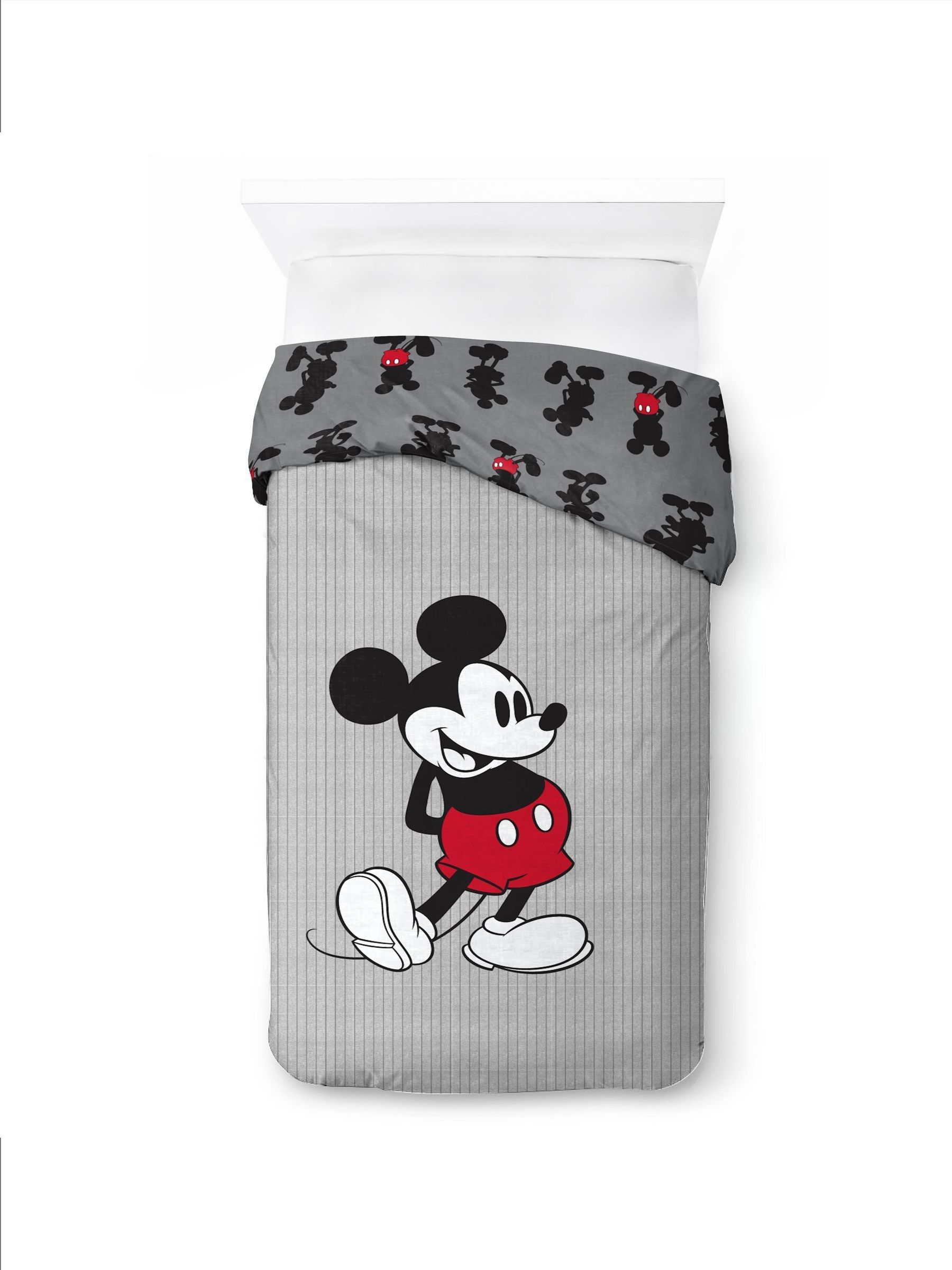 Buy Disney Grey Mickey Mouse Stripes Duvet Cover and Pillowcase Set ...
