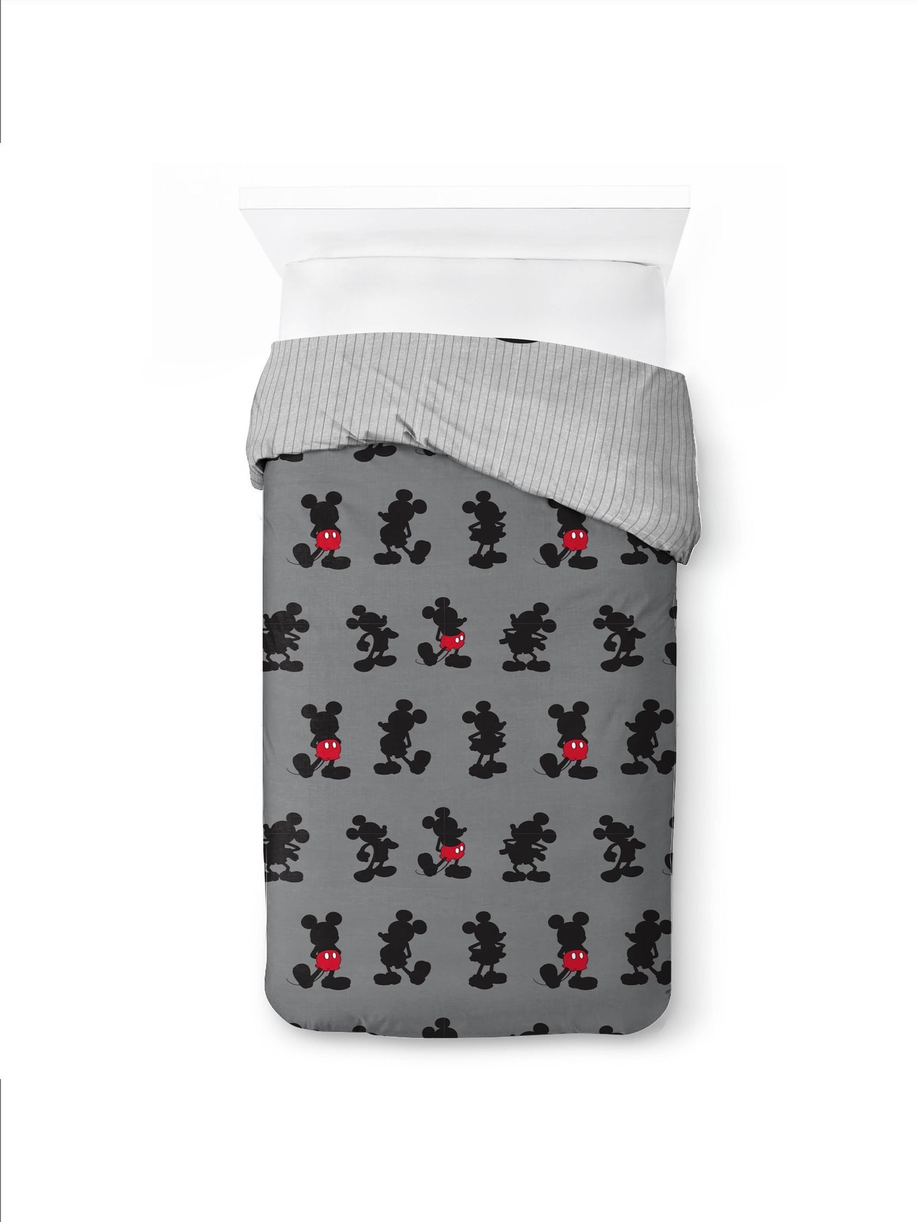 Buy Disney Grey Mickey Mouse Stripes Duvet Cover and Pillowcase Set ...