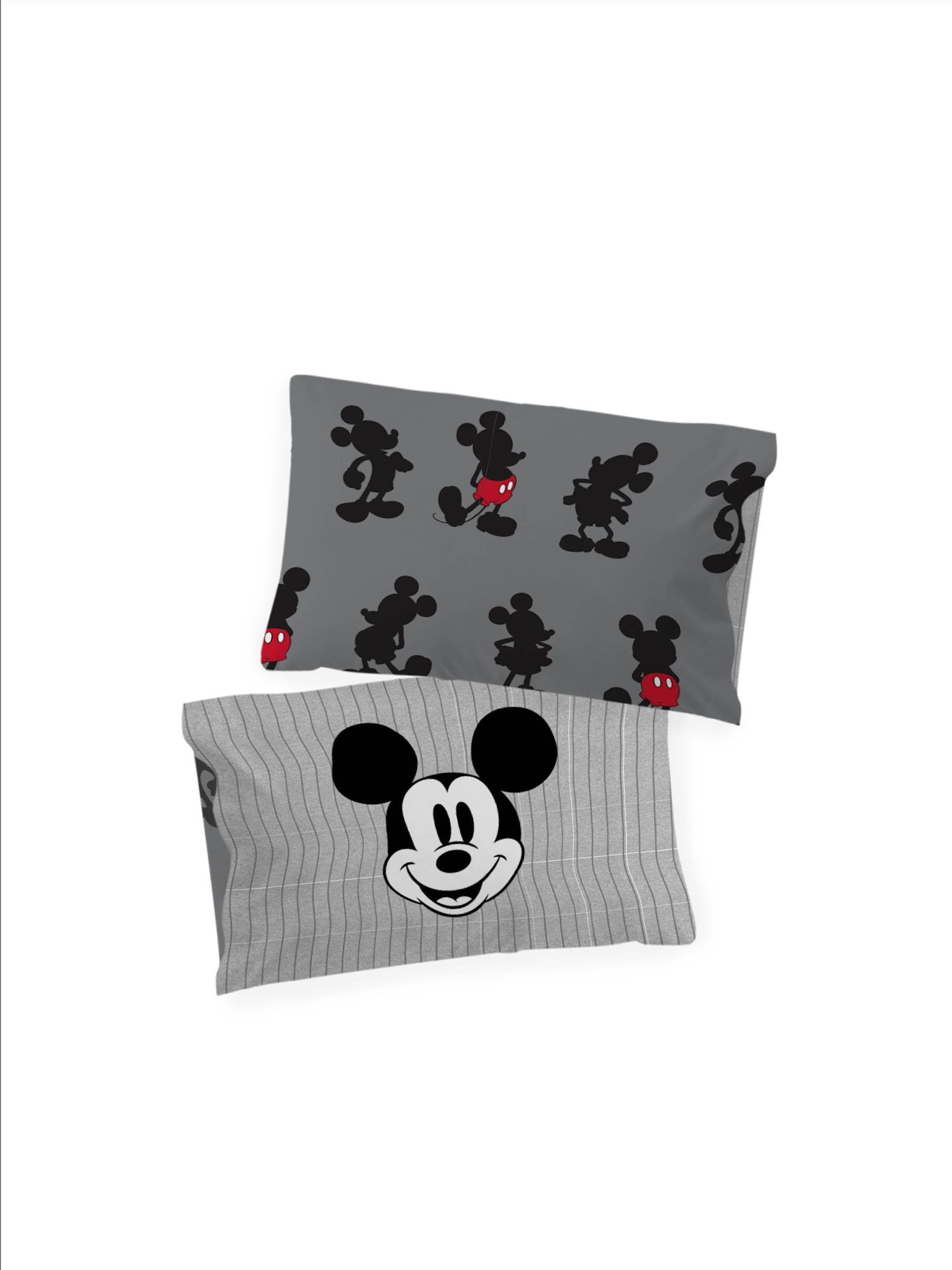 Buy Disney Grey Mickey Mouse Stripes Duvet Cover and Pillowcase Set ...