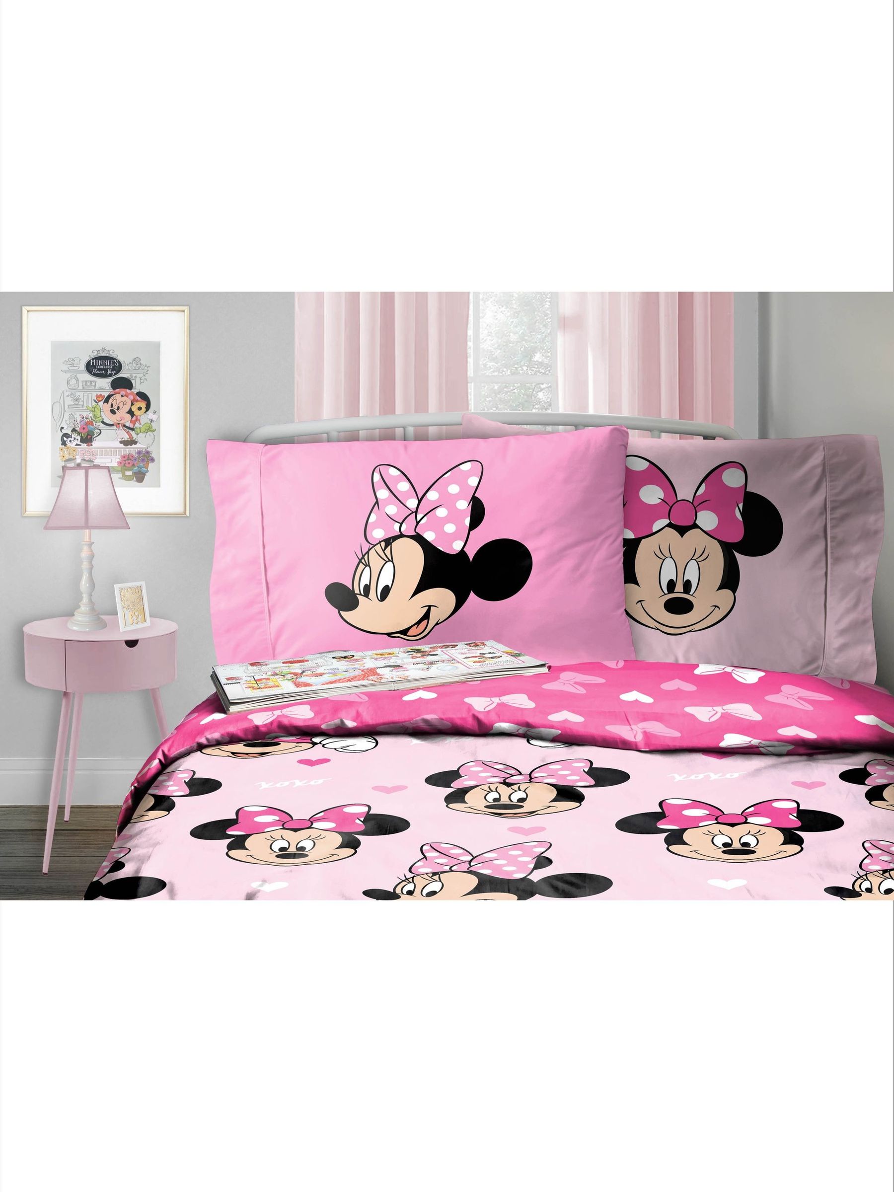 Disney Pink Minnie Mouse Hearts Love Duvet Cover and Pillowcase Set