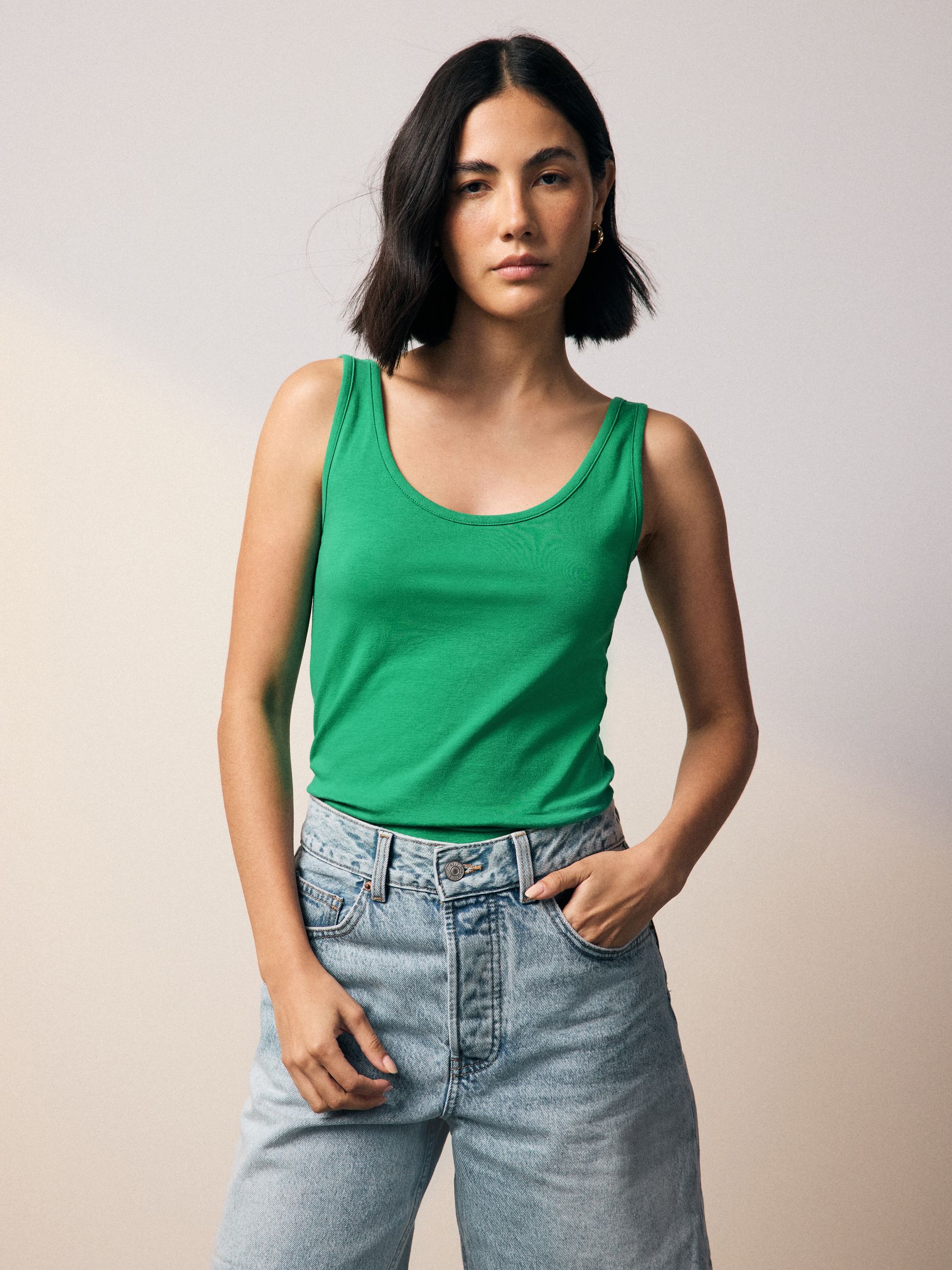 Buy Green/Pink/Yellow Built Up Thick Strap Vests 3 Pack from the Next ...