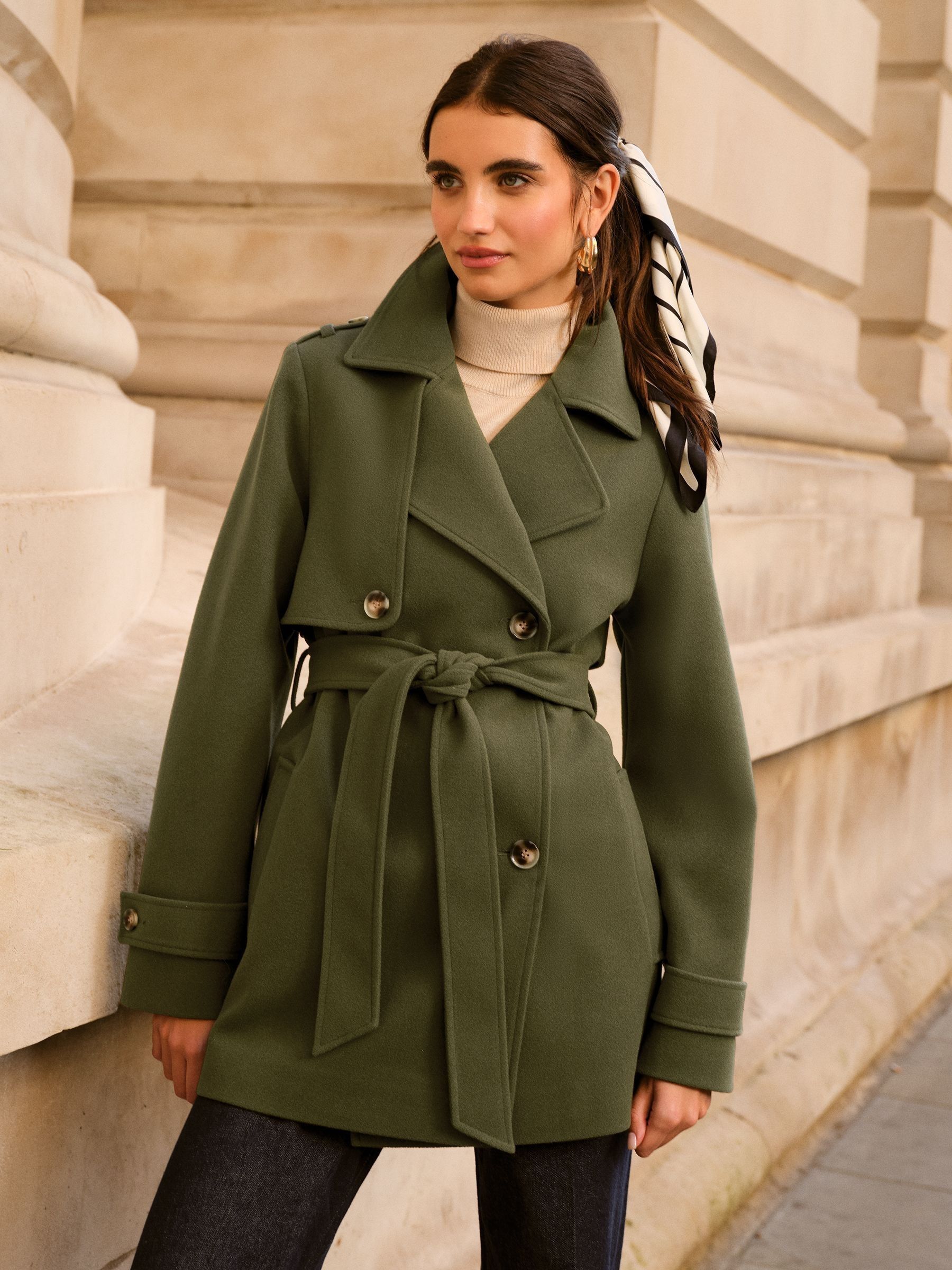 Buy Friends Like These Khaki Mid Length Belted Trench Coat from the ...
