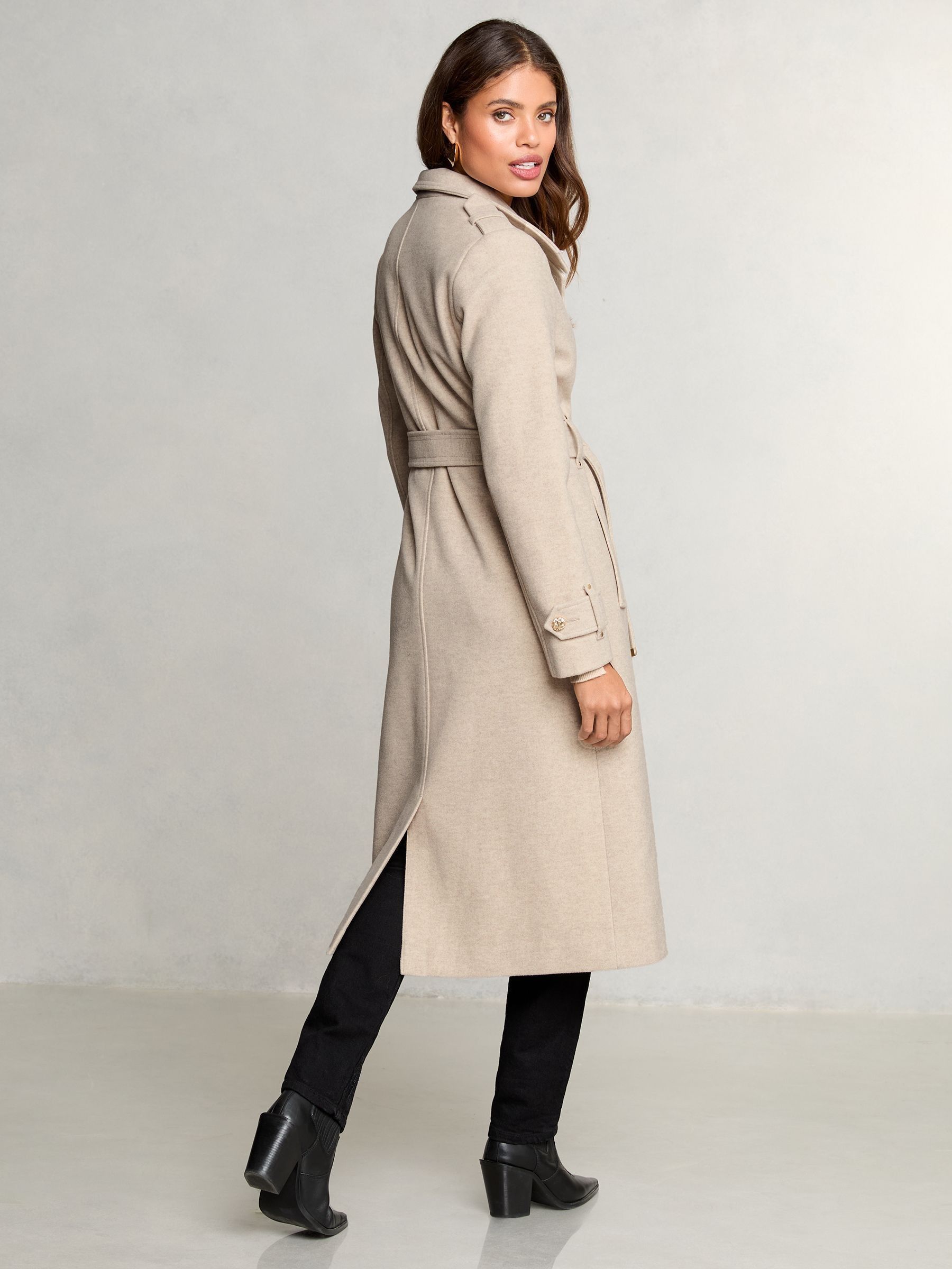 Buy Lipsy Neutral Funnel Neck Belted Longline Coat from the Next UK ...